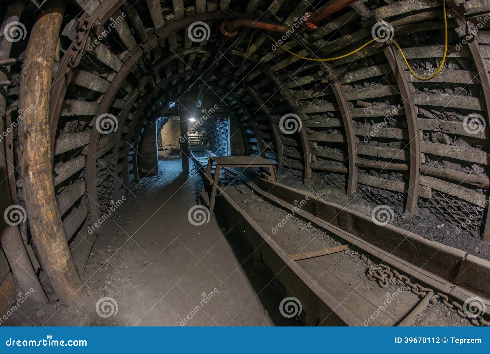 Old Conveyor in Underground Mine Stock Photo - Image of reinforce ...
