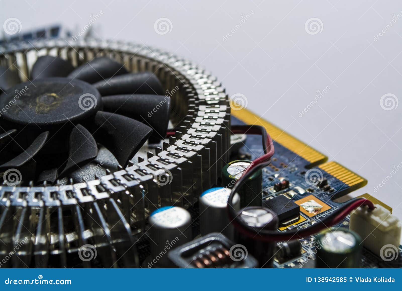 Old Cooler from the Computer. Motherboard of Blue Color. Repair of the ...