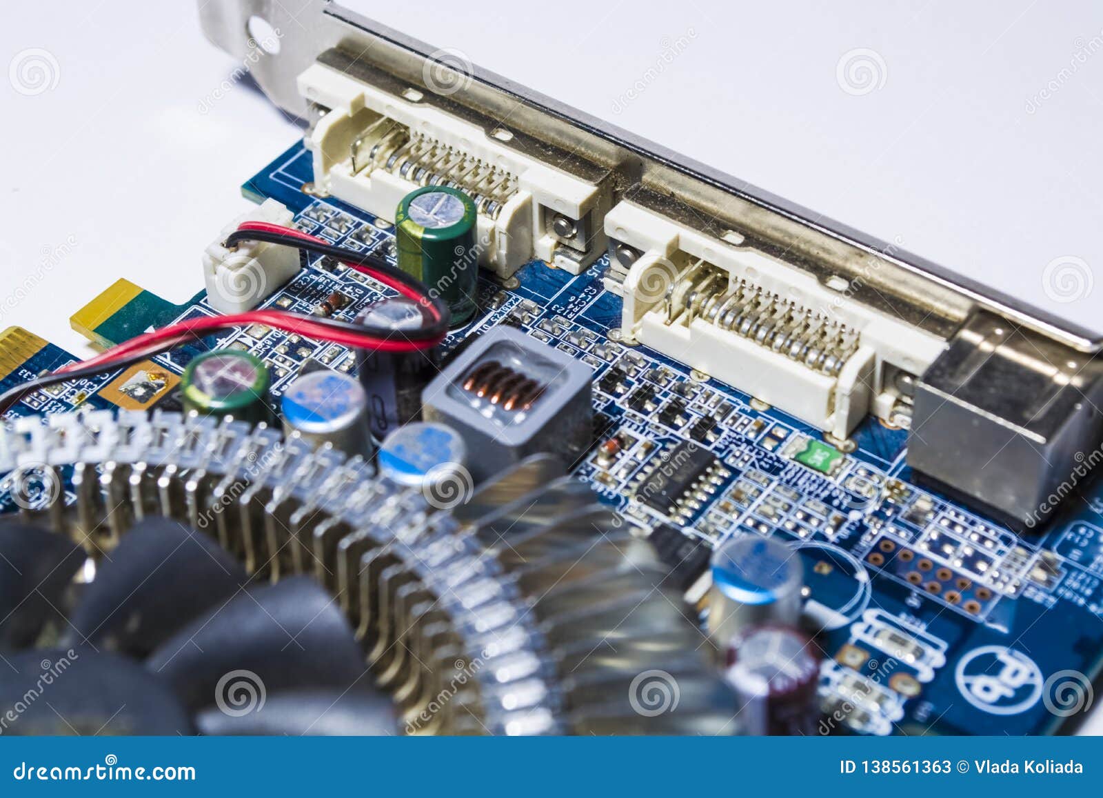 Old Cooler from the Computer. Motherboard of Blue Color. Repair of the ...