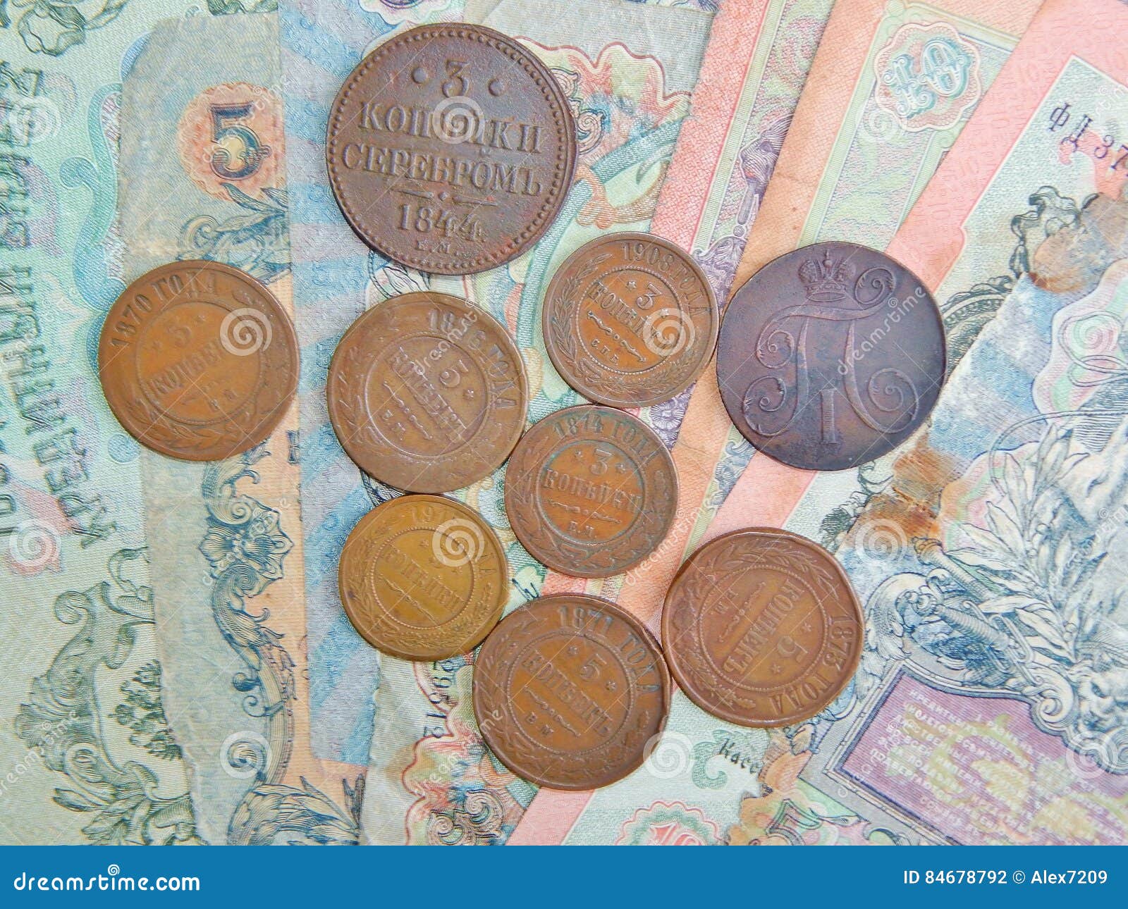 Old Copper Coins on Banknotes Stock Photo - Image of price, people ...