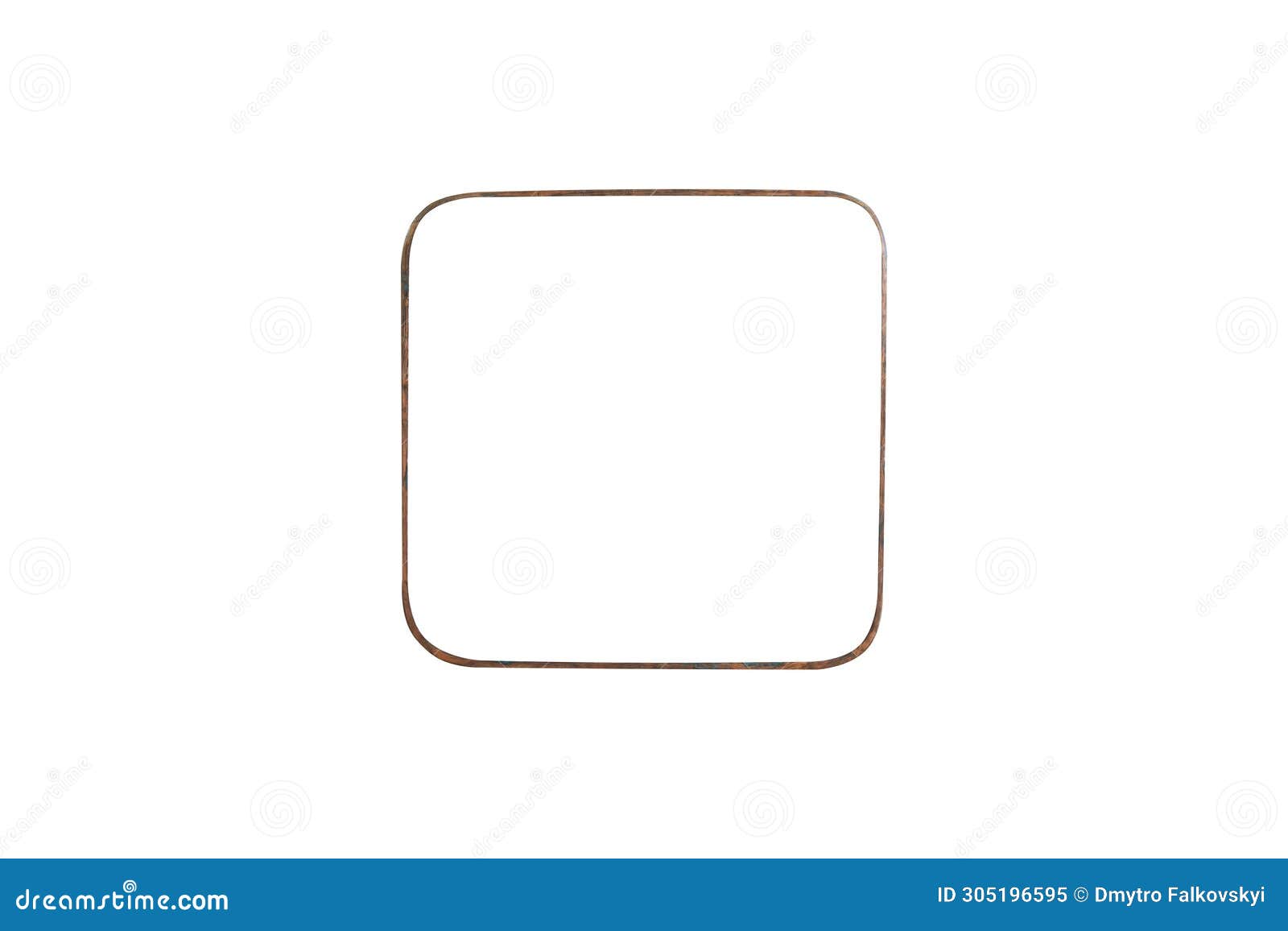 Old Copper Rectangular Frame with Rounded Edges is Isolated on White ...