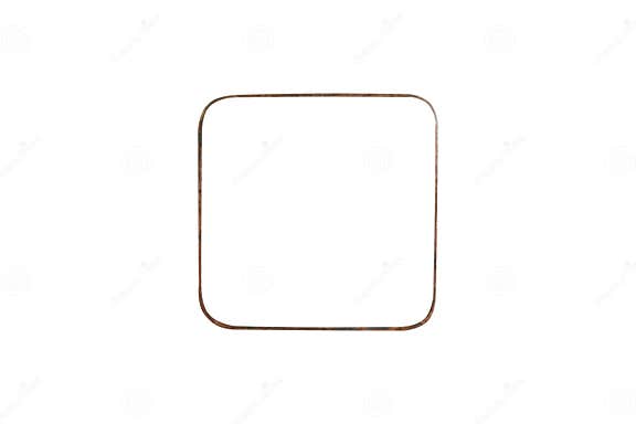 Old Copper Rectangular Frame with Rounded Edges is Isolated on White ...