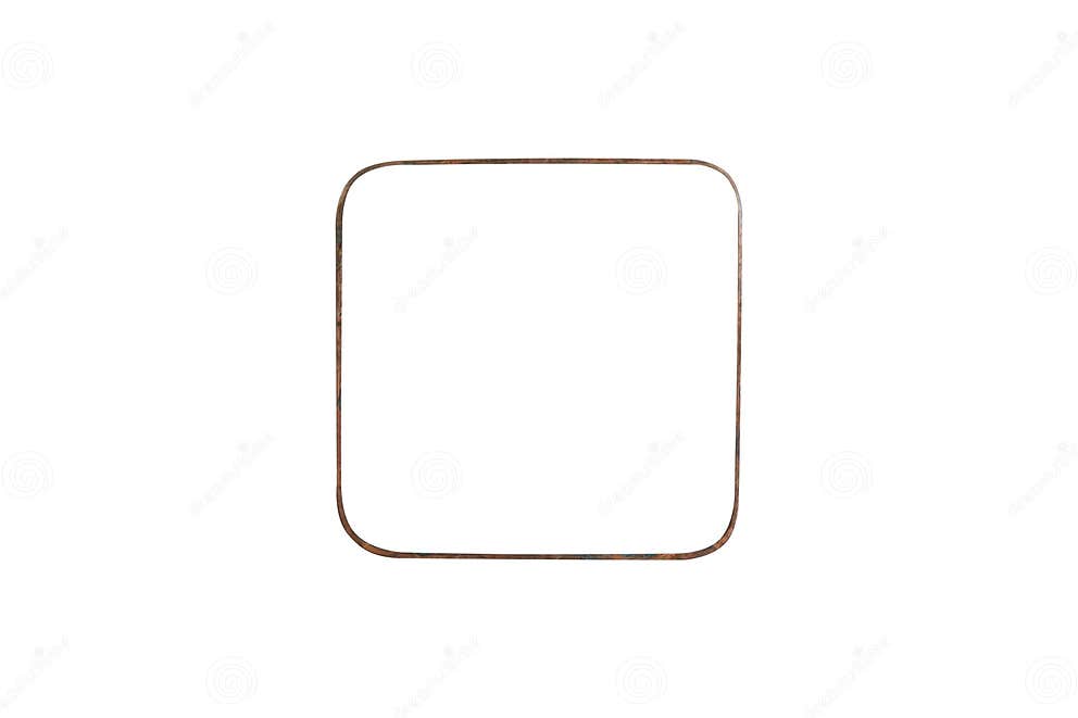Old Copper Rectangular Frame with Rounded Edges is Isolated on White ...