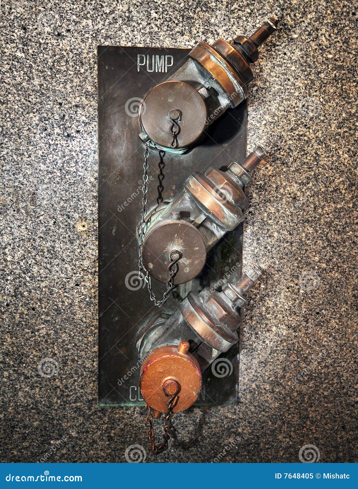 Old copper water pump stock image. Image of connection - 7648405