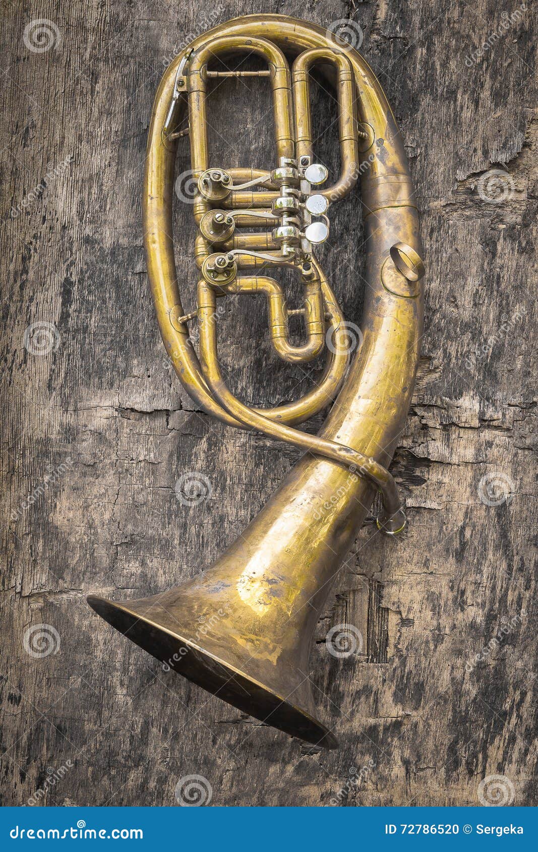 Old copper wind instrument stock photo. Image of mouthpiece - 72786520