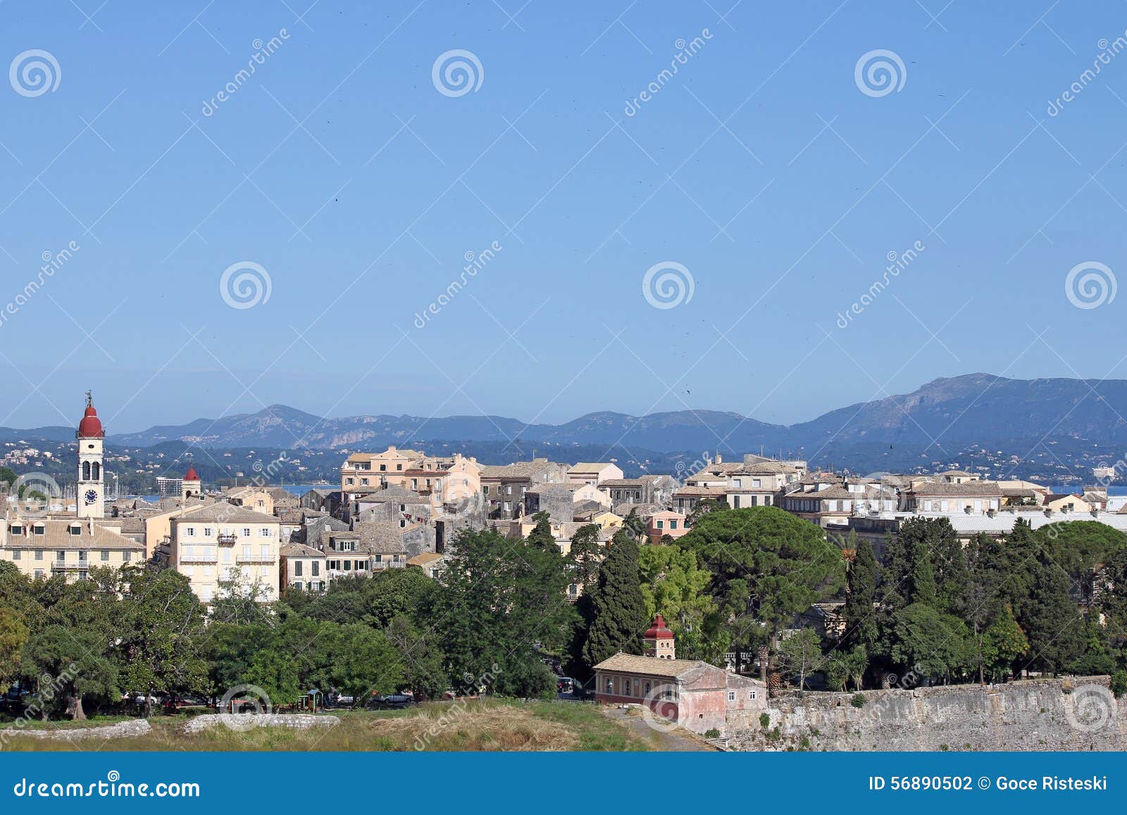 Old Corfu town cityscape stock photo. Image of traditional - 56890502