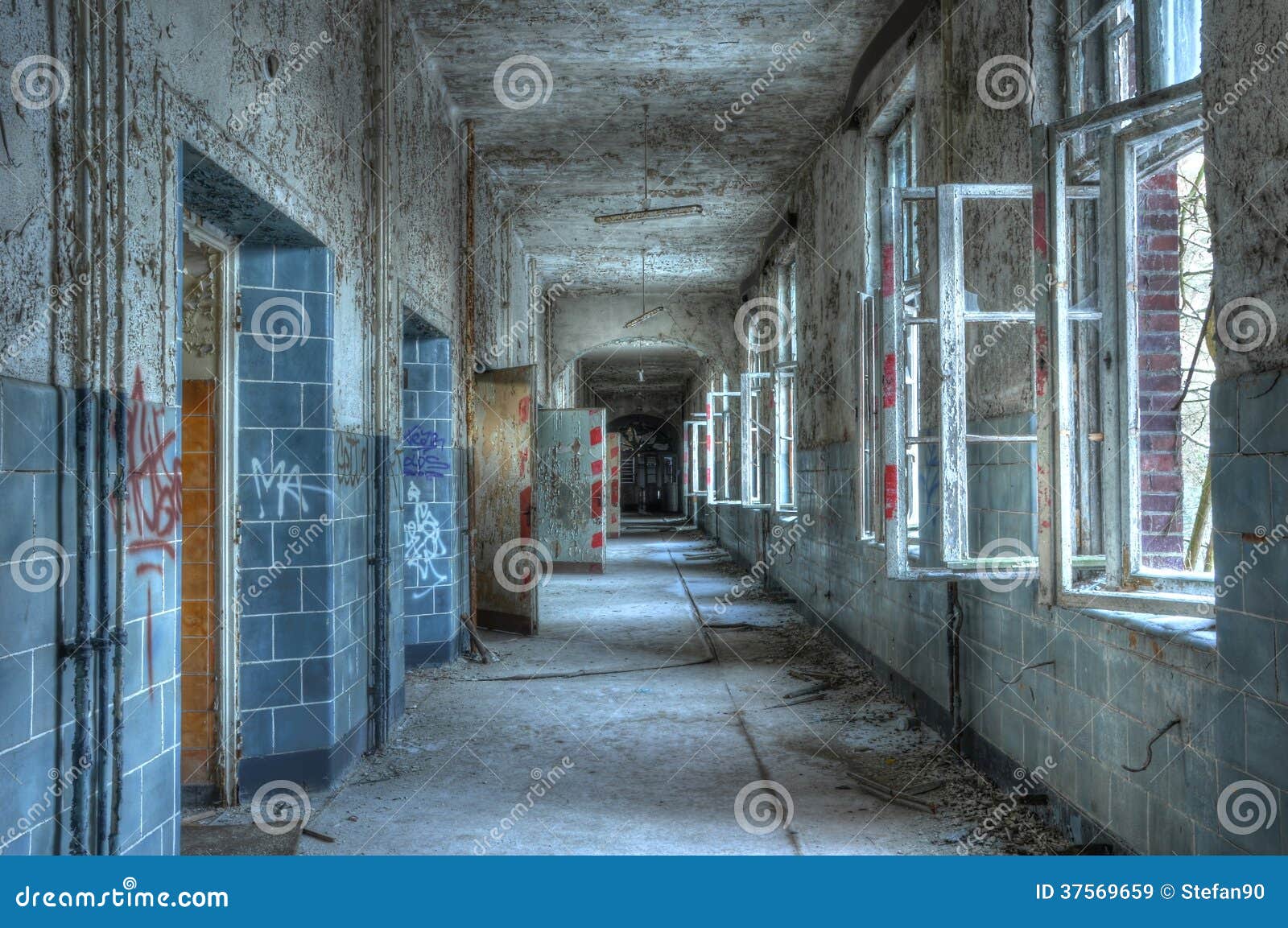 Old Corridor in an Abandoned Hospital Stock Image - Image of ancient ...