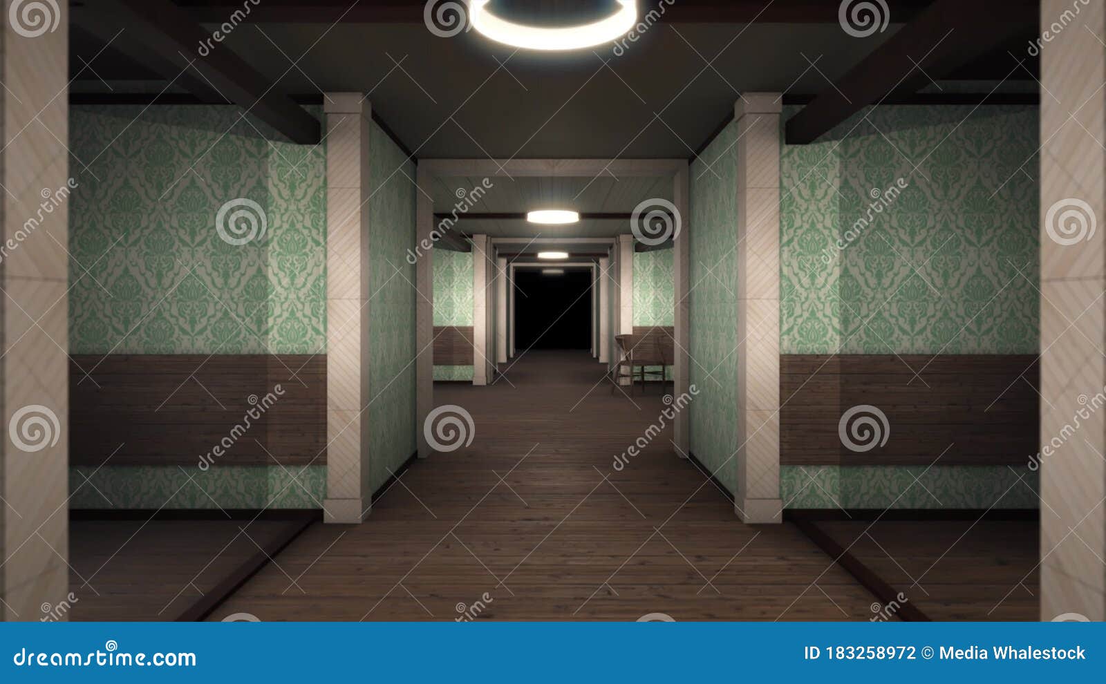 Old Corridor with Dark End. Animation Stock Footage - Video of light ...