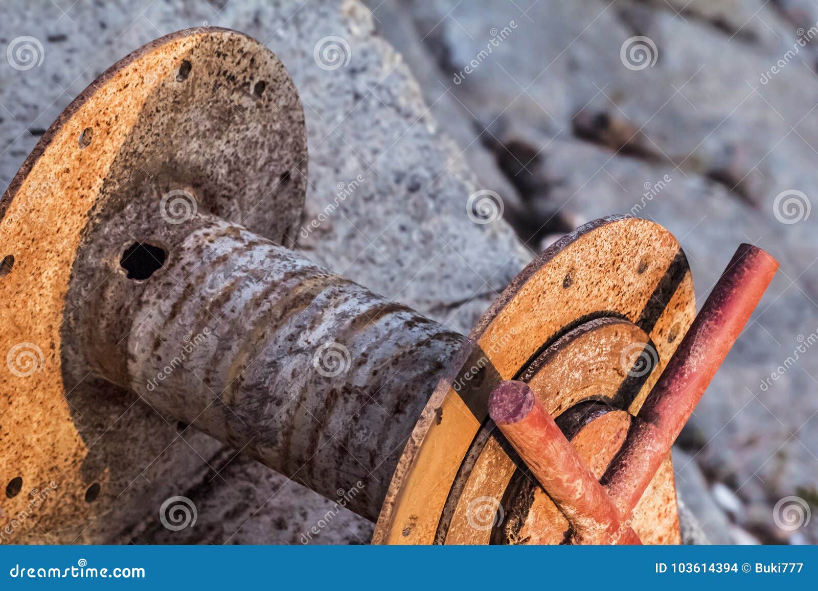 Old Corroded Cable Winch Spool Detail Royalty-Free Stock Photography ...