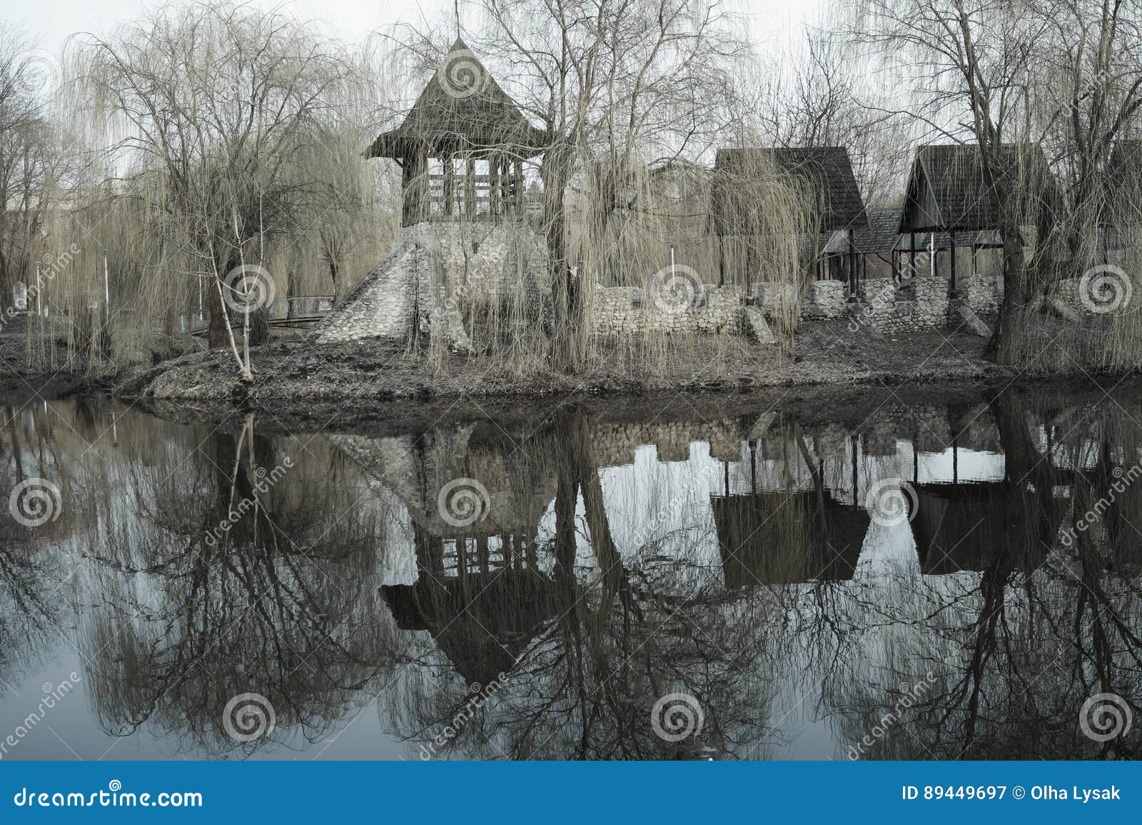 Old Cossack Fortress in a Park Landscape Photo Effect Stock Image ...
