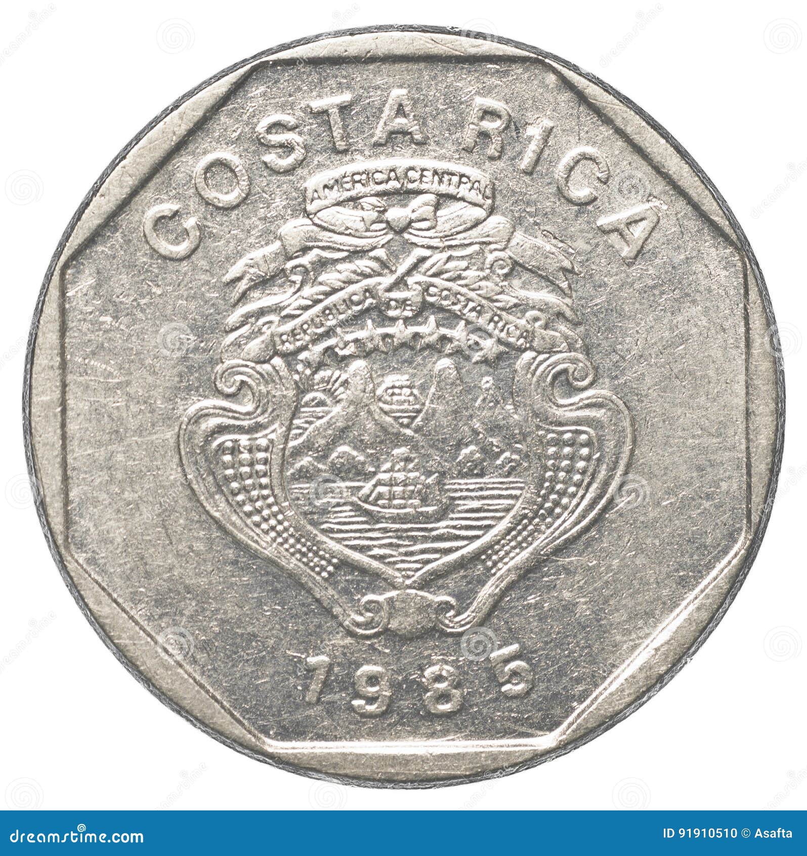 Old Costa Rican Colones Coin Stock Photo - Image of banking, cash: 91910510
