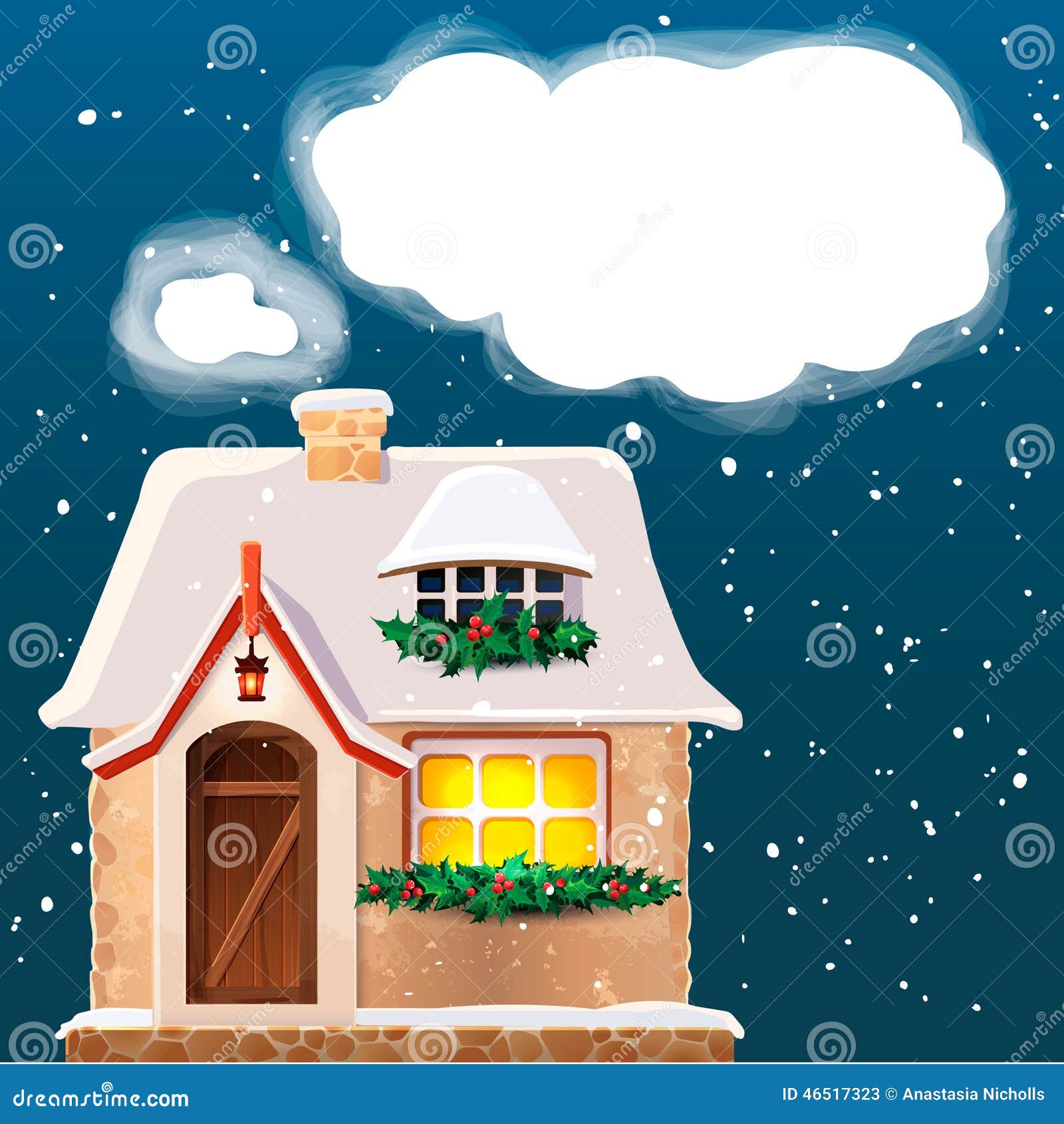 Old Cottage Covered in Snow.Eps 10 Stock Vector - Illustration of ...