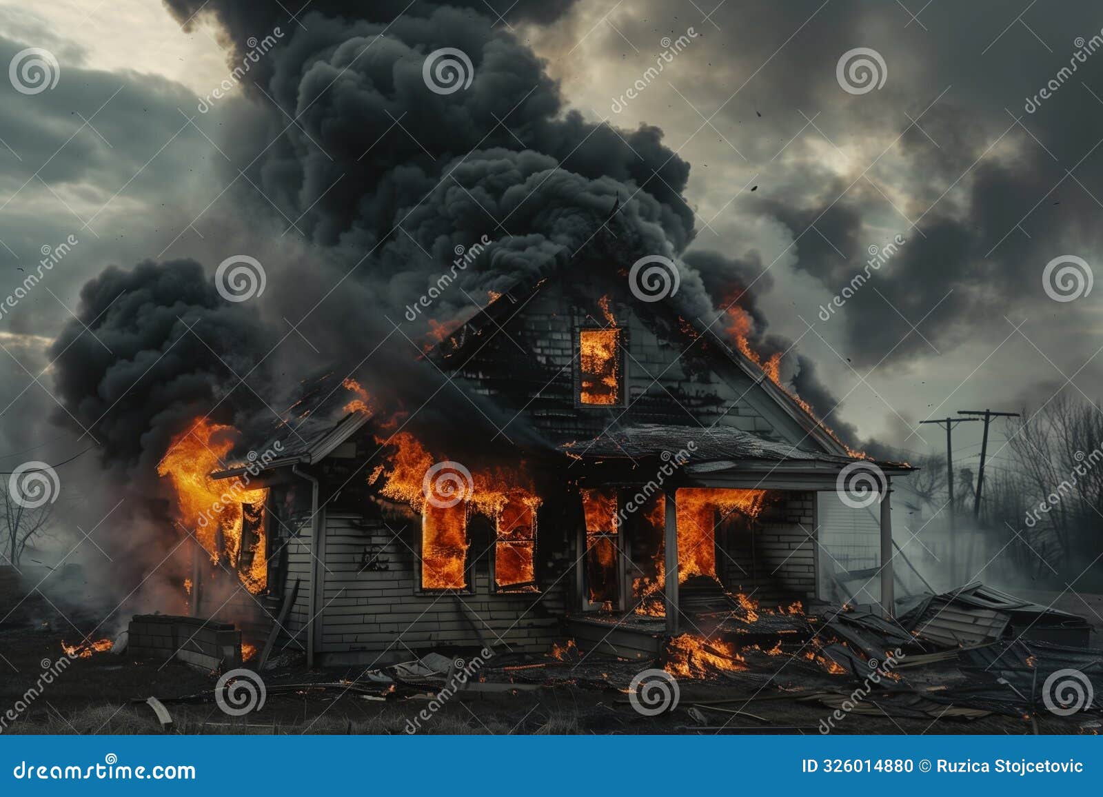 Old Cottage House on Fire Ai Photo Stock Illustration - Illustration of ...