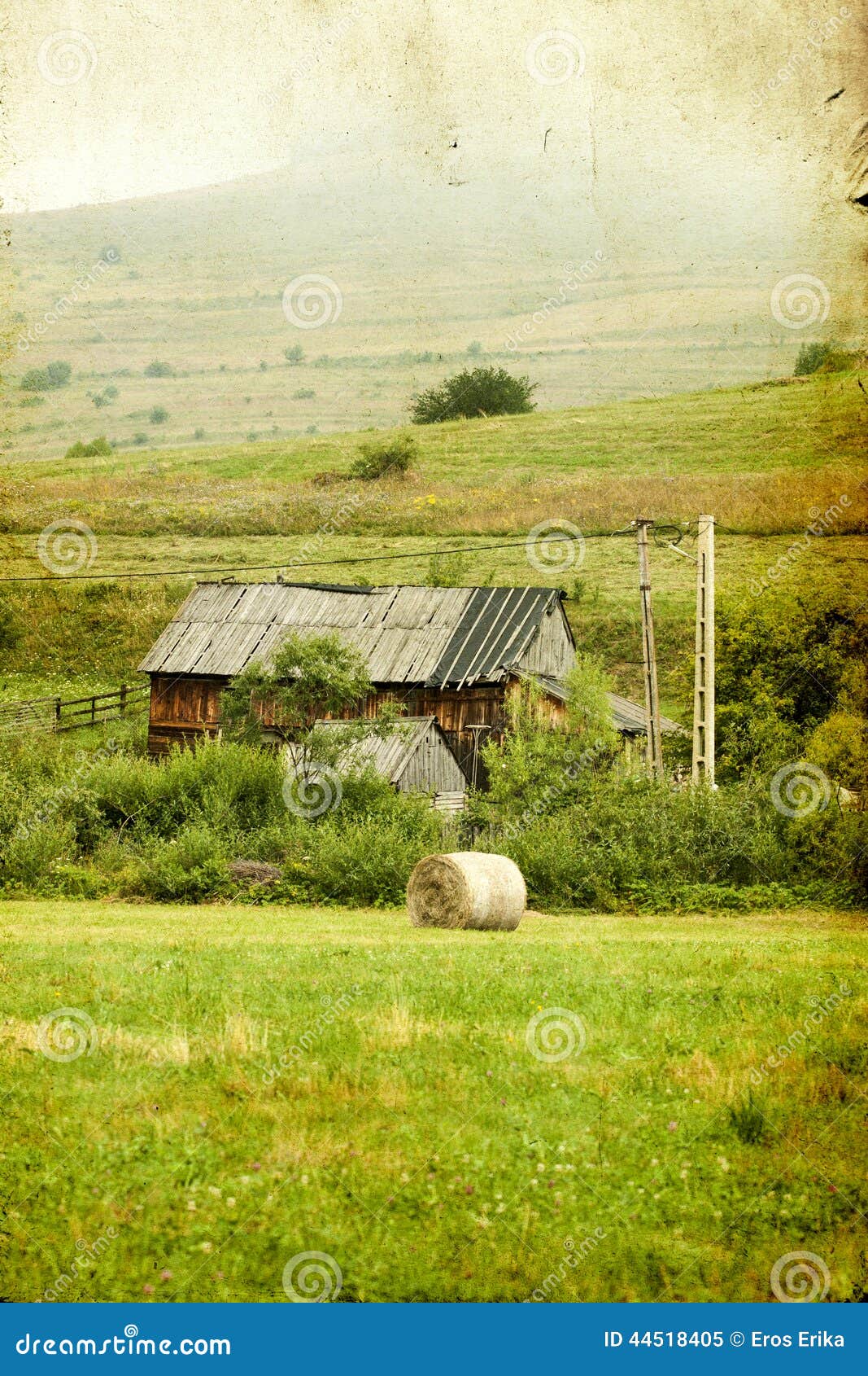 Old Cottage on the Summer Field Stock Image - Image of morning, hill ...