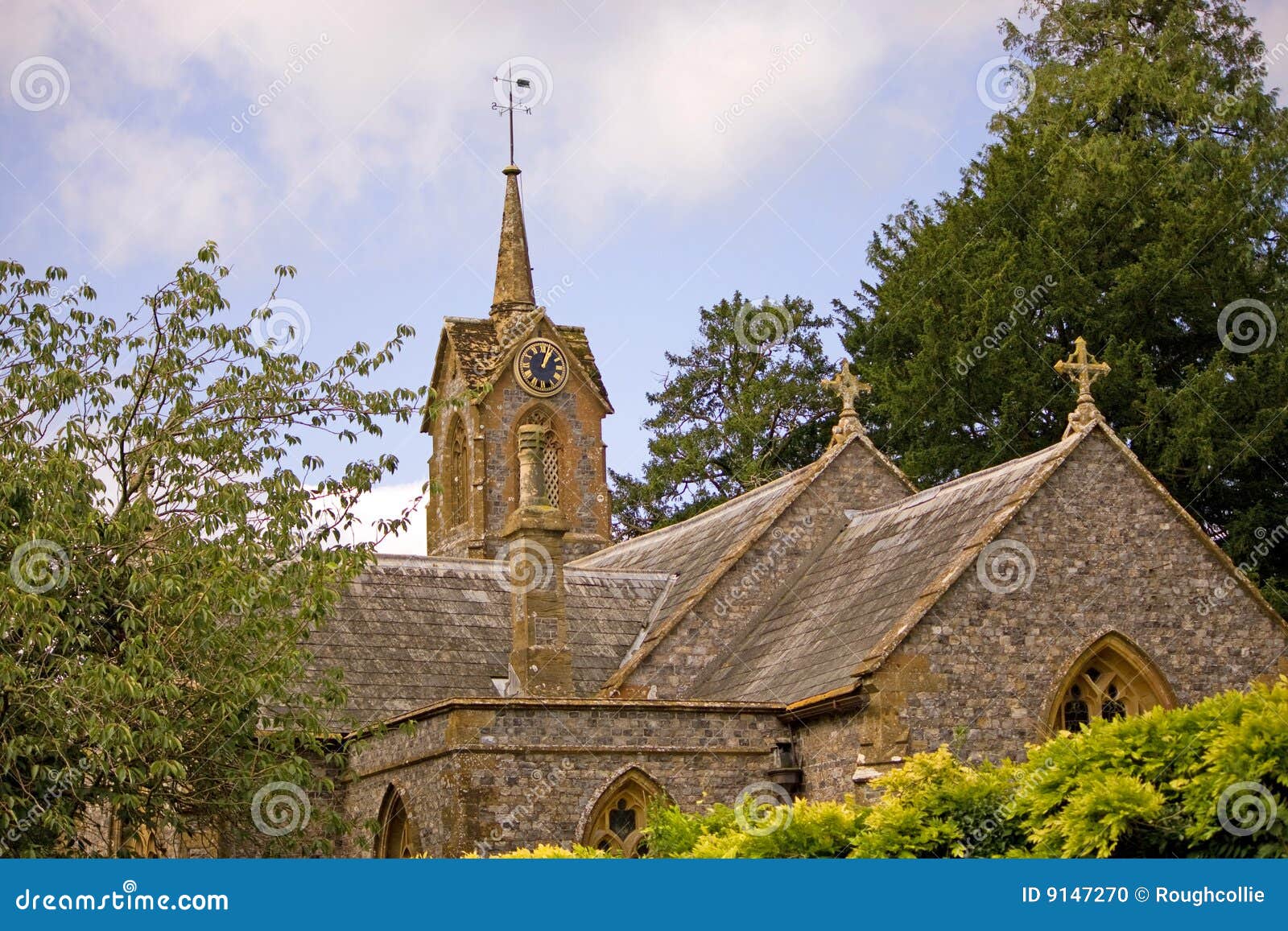 Old Country Church stock photo. Image of religious, clock - 9147270