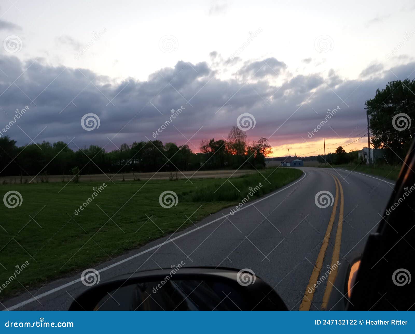Old Country Road Sunset stock photo. Image of morning - 247152122