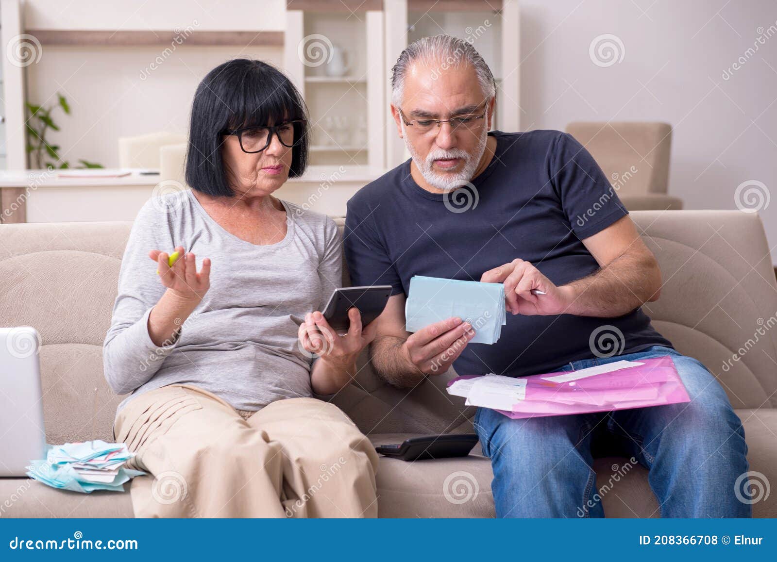 Old Couple Discussing Family Finances Stock Photo - Image of retiree ...
