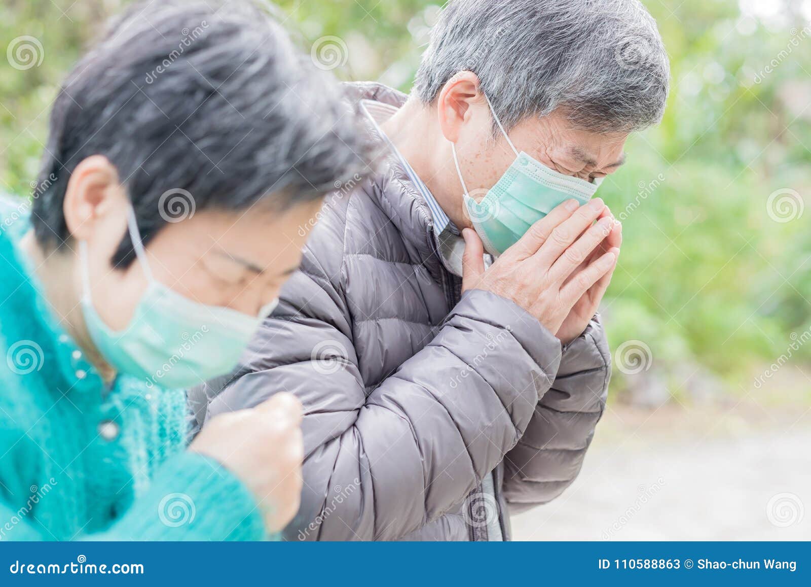 Old couple get cold stock image. Image of disease, asia - 110588863
