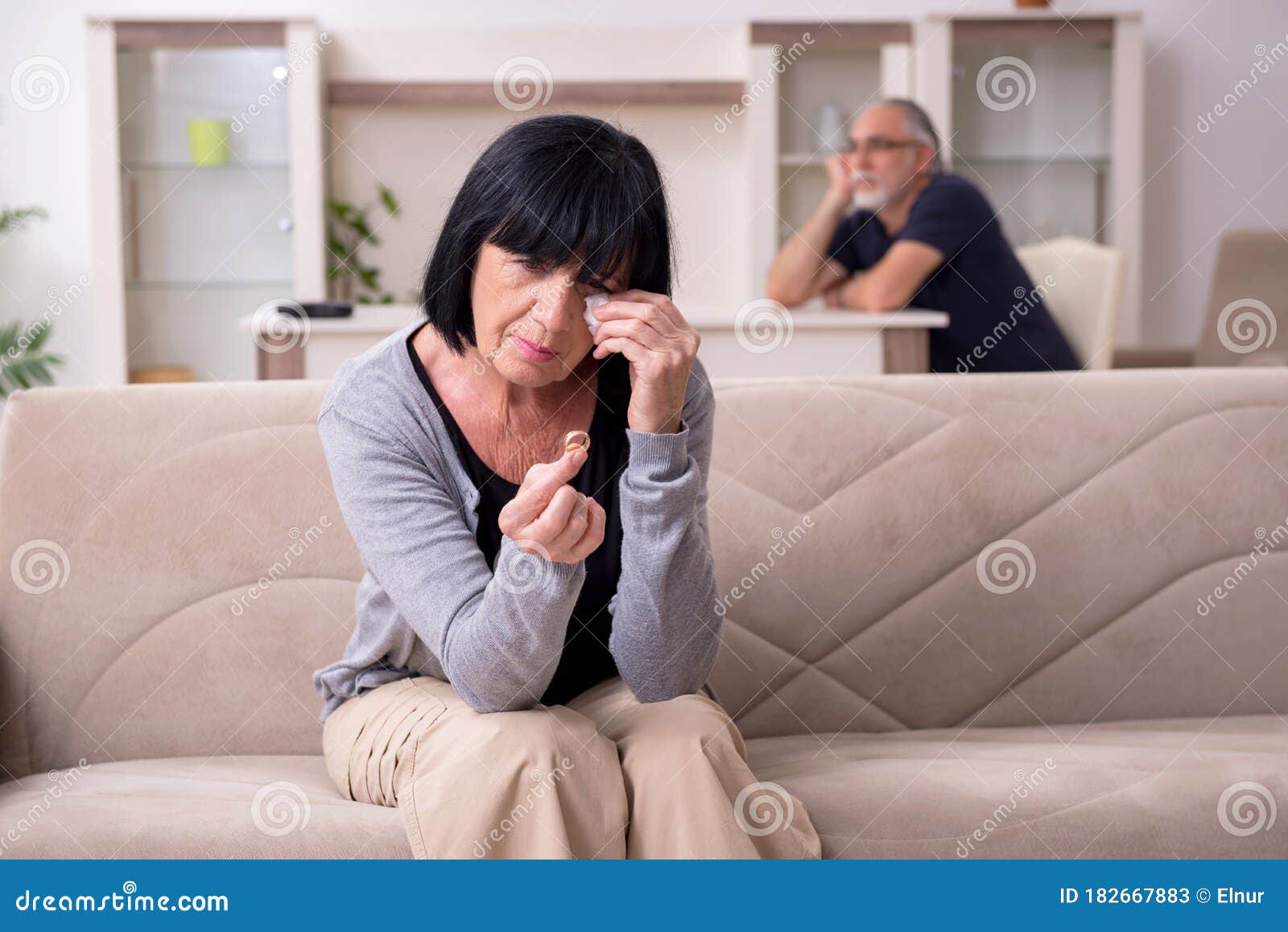 Old Couple Having Argument at Home Stock Image - Image of emotion ...
