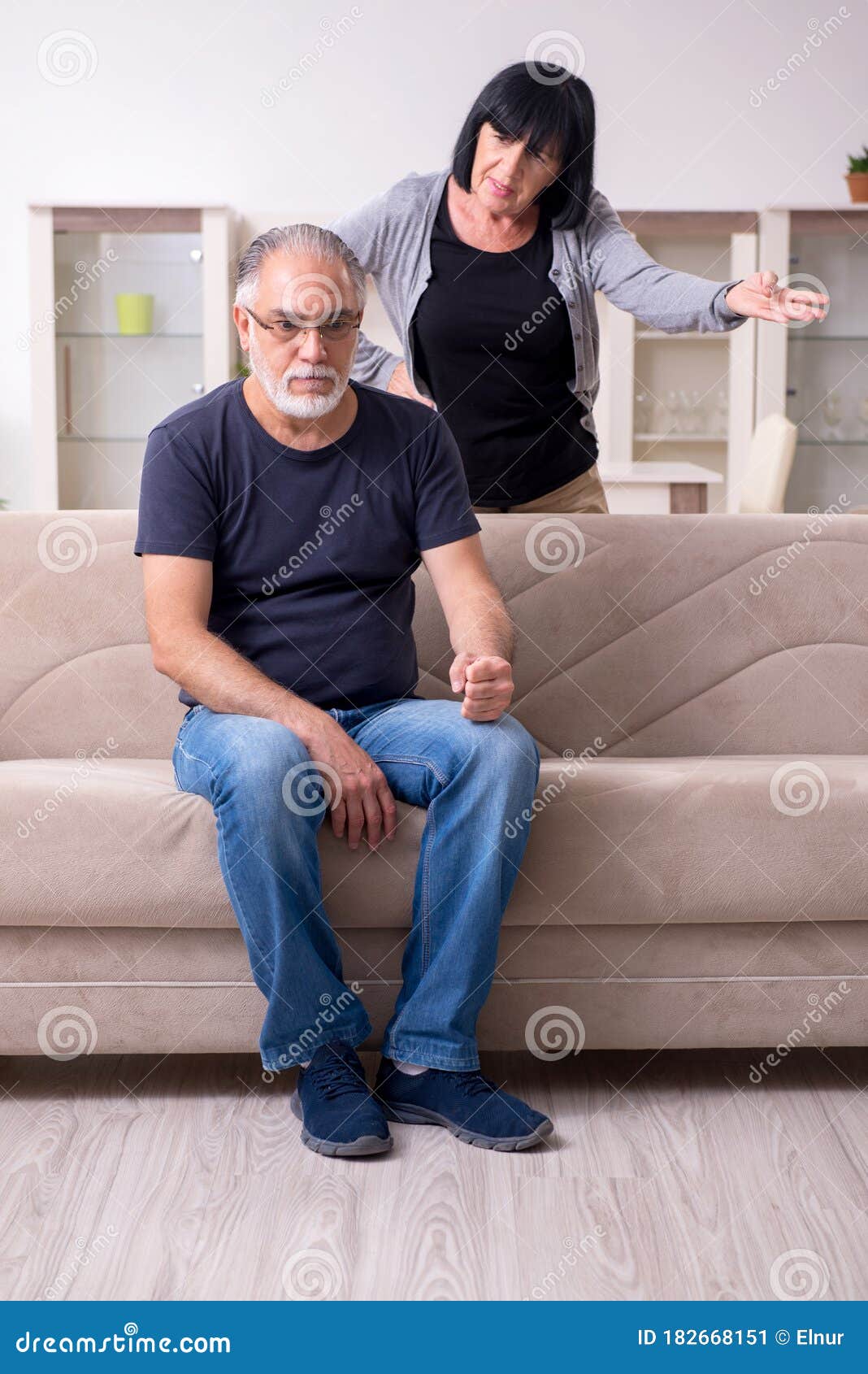 Old Couple Having Argument at Home Stock Image - Image of arguing ...
