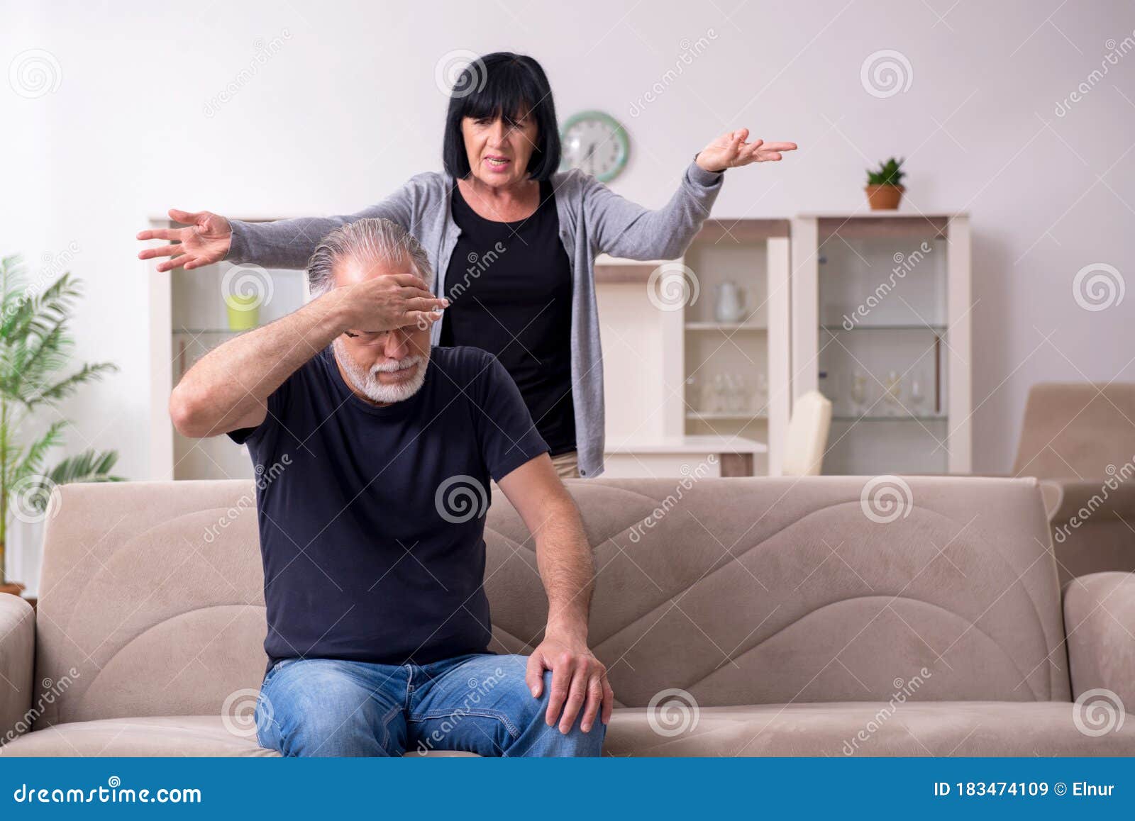 Old Couple Having Argument at Home Stock Image - Image of marriage ...