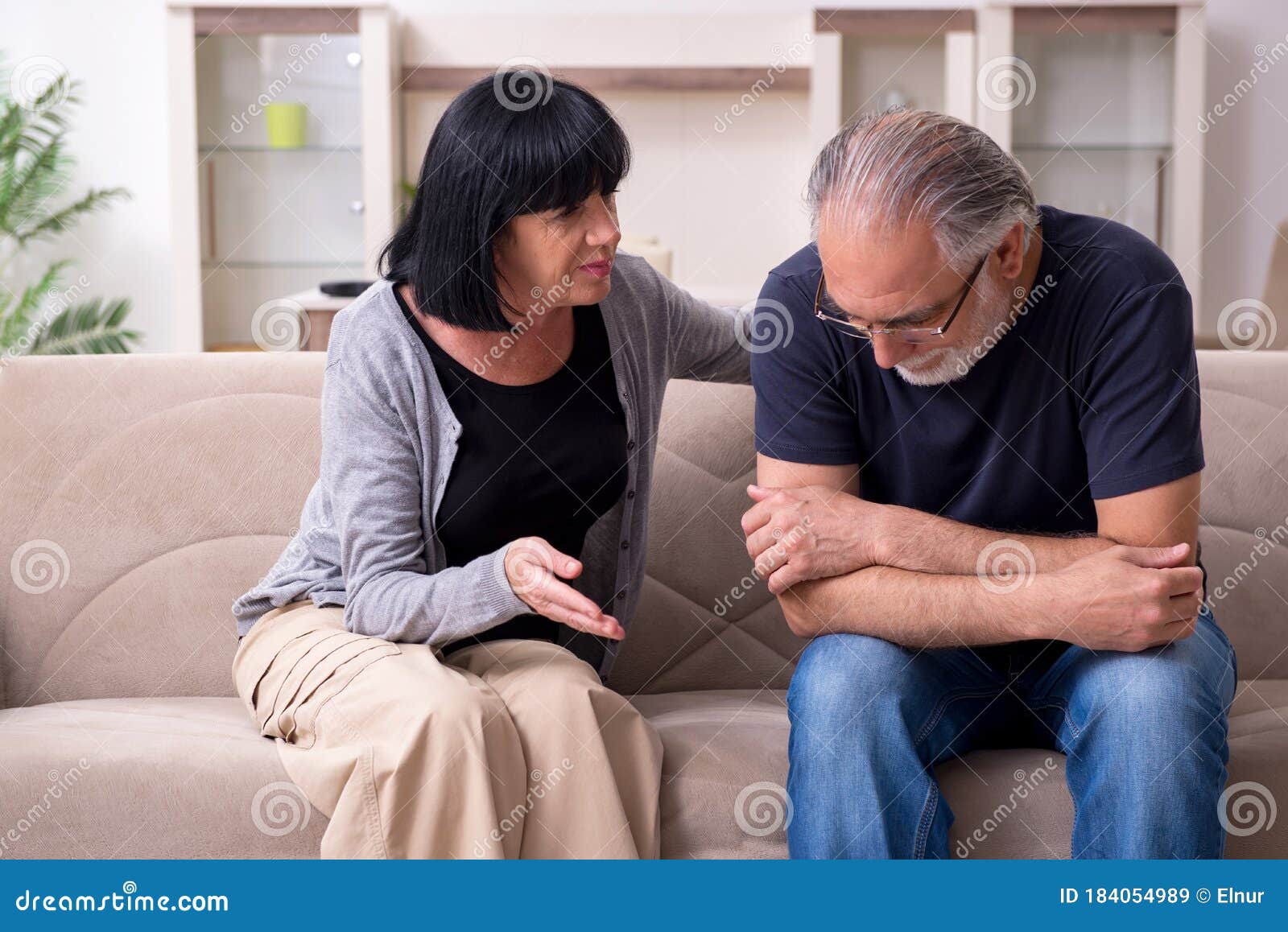 Old Couple Having Argument at Home Stock Image - Image of marriage ...
