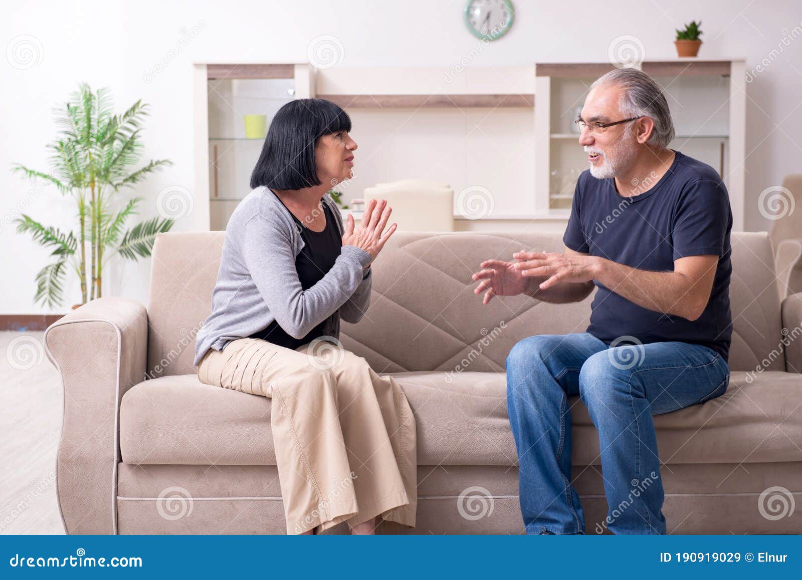 Old Couple Having Argument at Home Stock Image - Image of aged, home ...