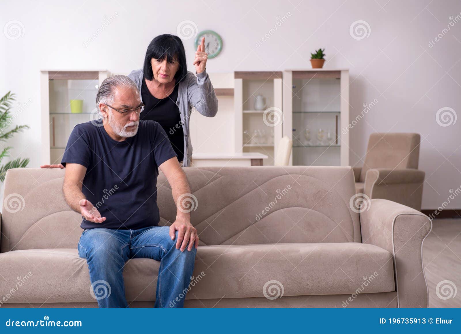 Old Couple Having Argument at Home Stock Image - Image of anger, fight ...