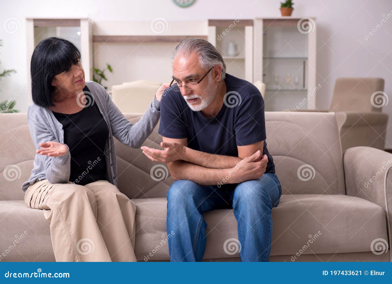 Old Couple Having Argument at Home Stock Image - Image of marriage ...