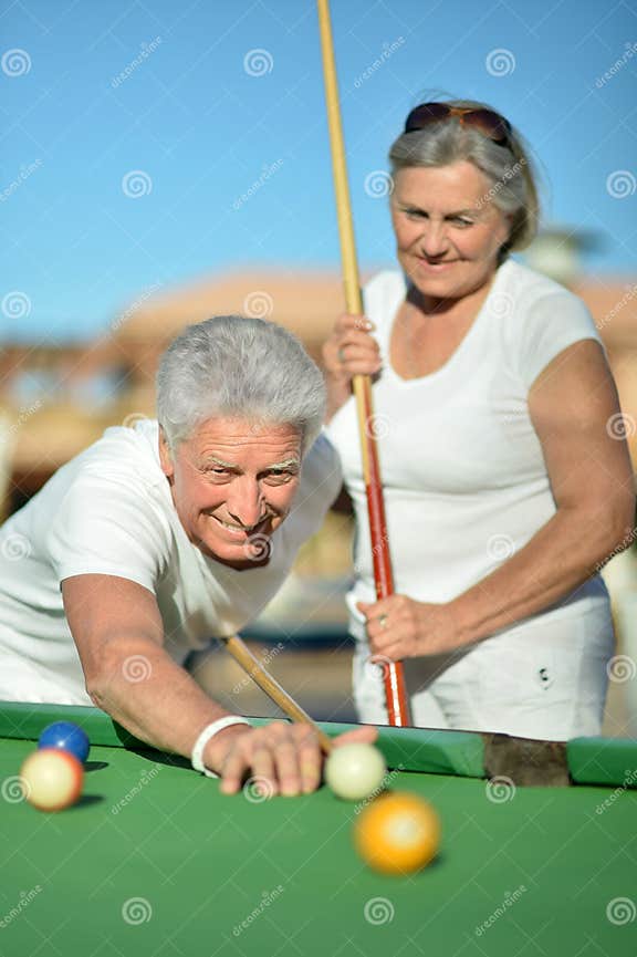 Old Couple Playing Billiard Stock Image - Image of husband, lady: 68250873