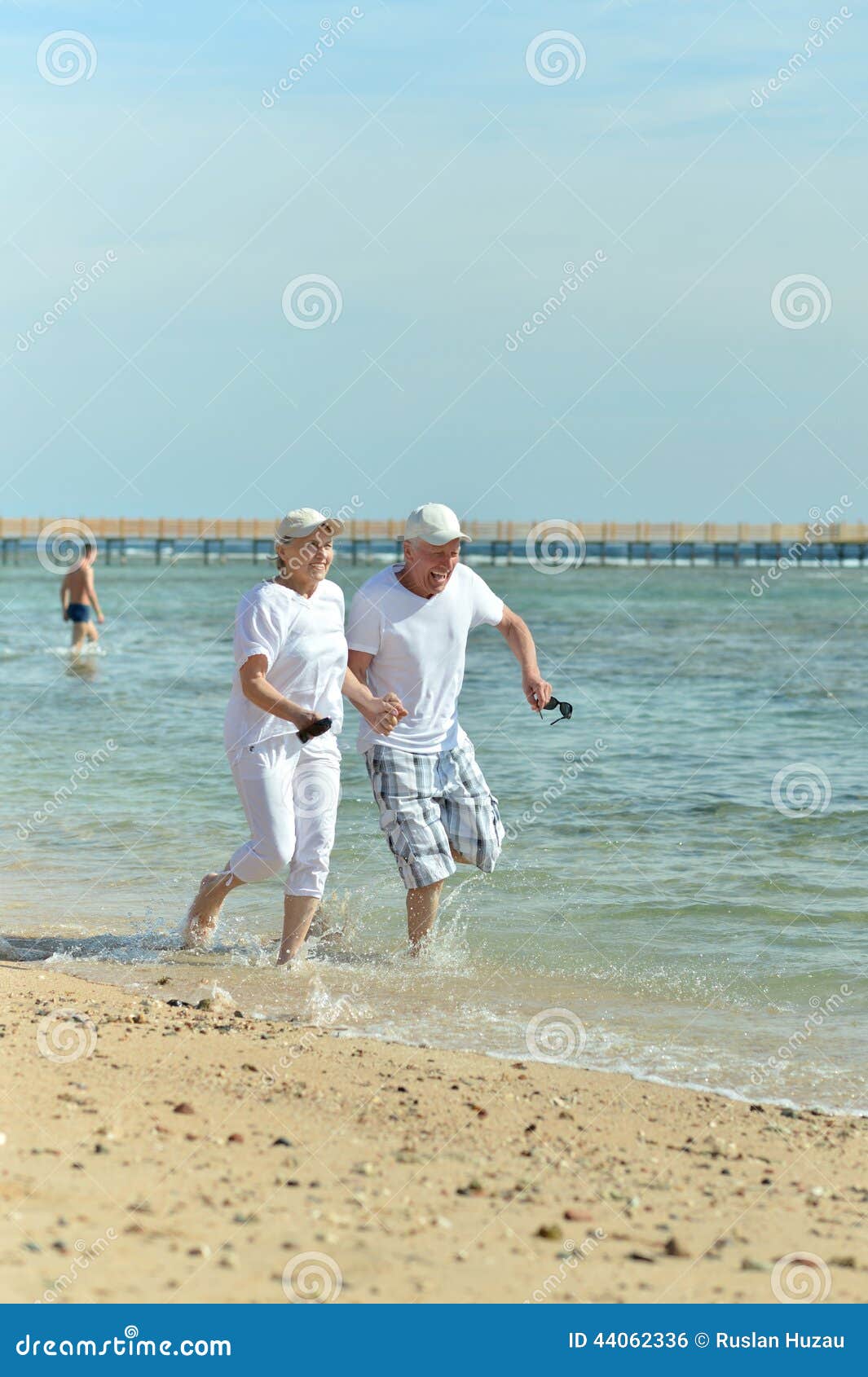 Old couple on sea beach stock photo. Image of face, lifestyle - 44062336