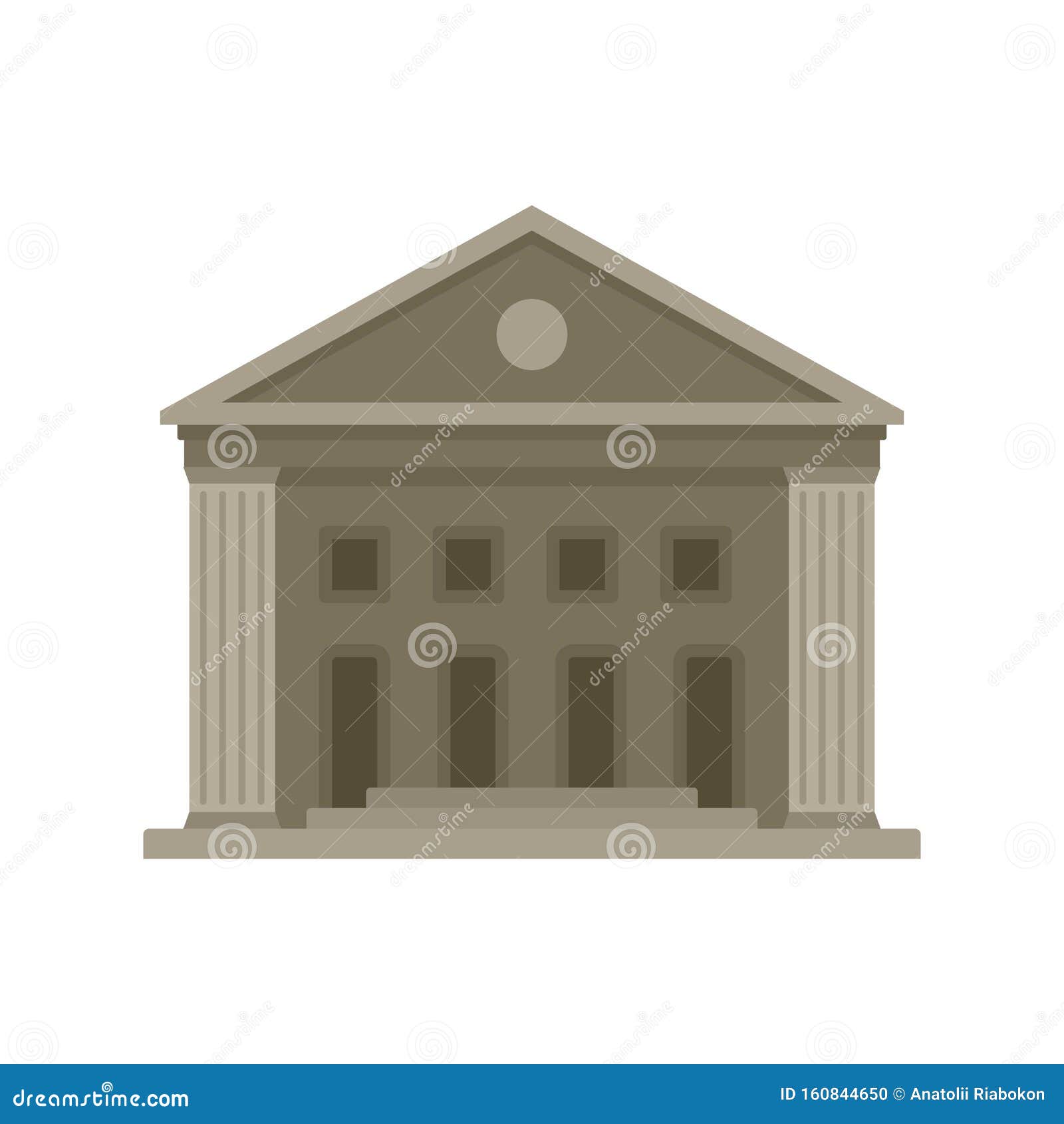 Old Courthouse Icon, Flat Style Stock Vector - Illustration of city ...
