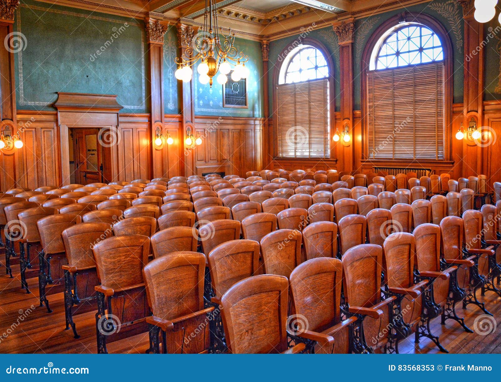 Old Courtroom Spectator Seating Stock Image - Image of furniture ...