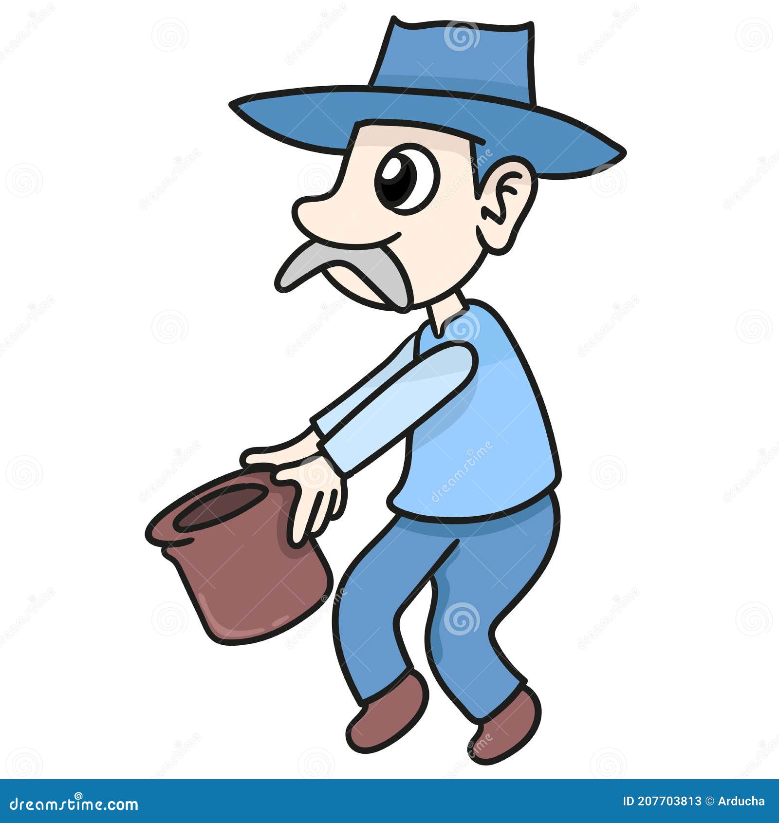 Old cowboy is begging stock vector. Illustration of draw - 207703813