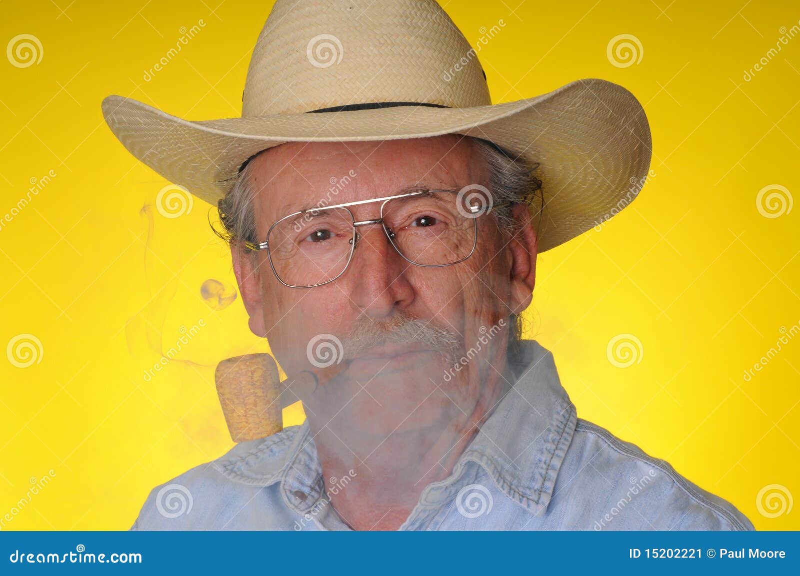 Old Cowboy and Pipe stock image. Image of bristle, head - 15202221