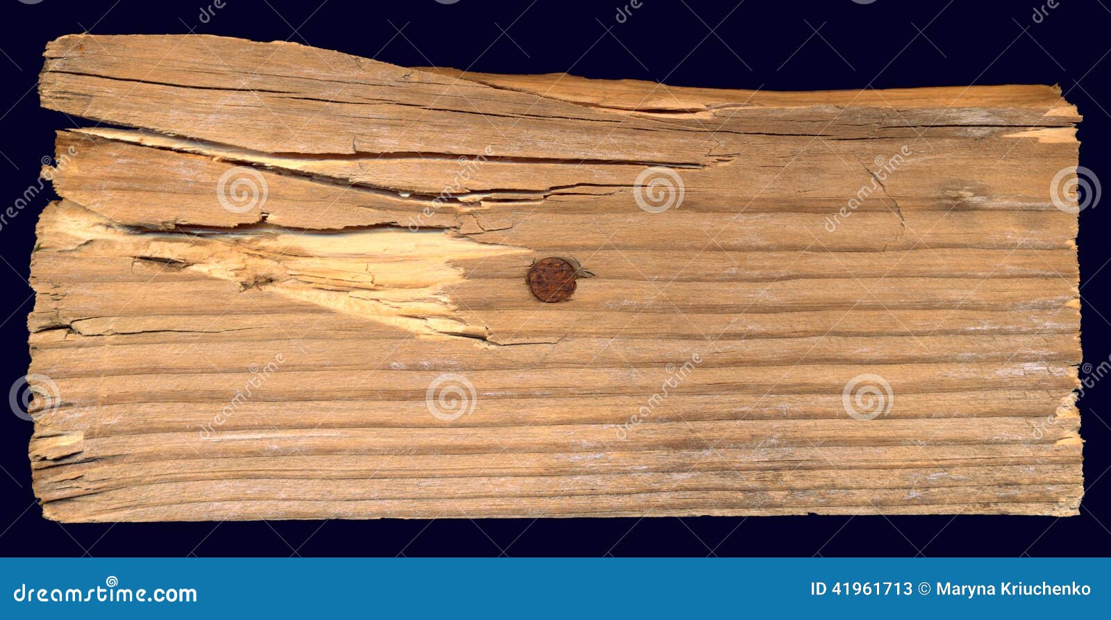 Old Cracked Board Isolated on a Black Background Stock Image - Image of ...