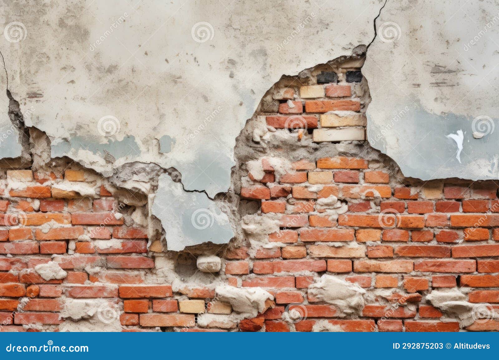 An Old Cracked Brick Wall Being Repaired with Fresh Bricks Stock Image ...