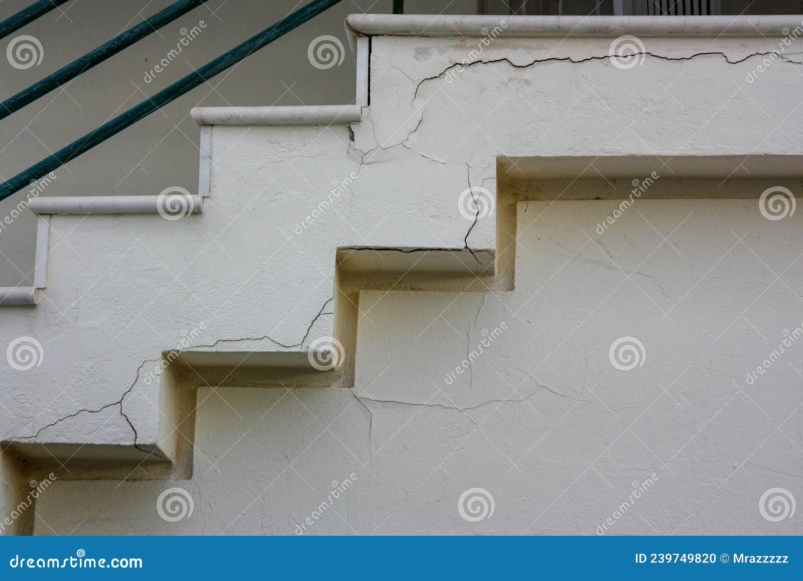 Old Cracked Damaged Stairs from Recent Earthquake Stock Photo - Image ...