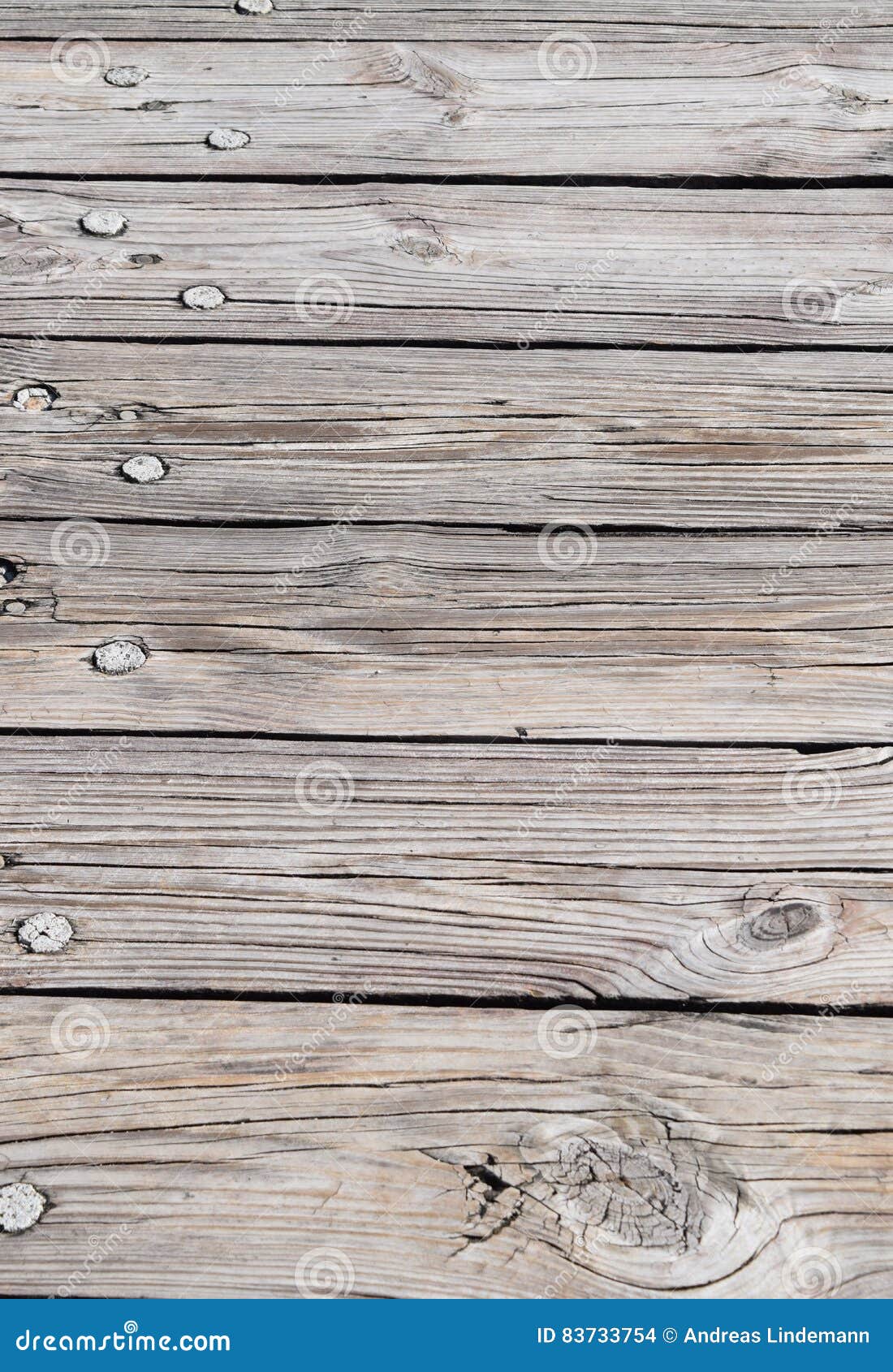Old, Cracked, Faded Timber Planks with Tree Nails and Knothole Stock ...