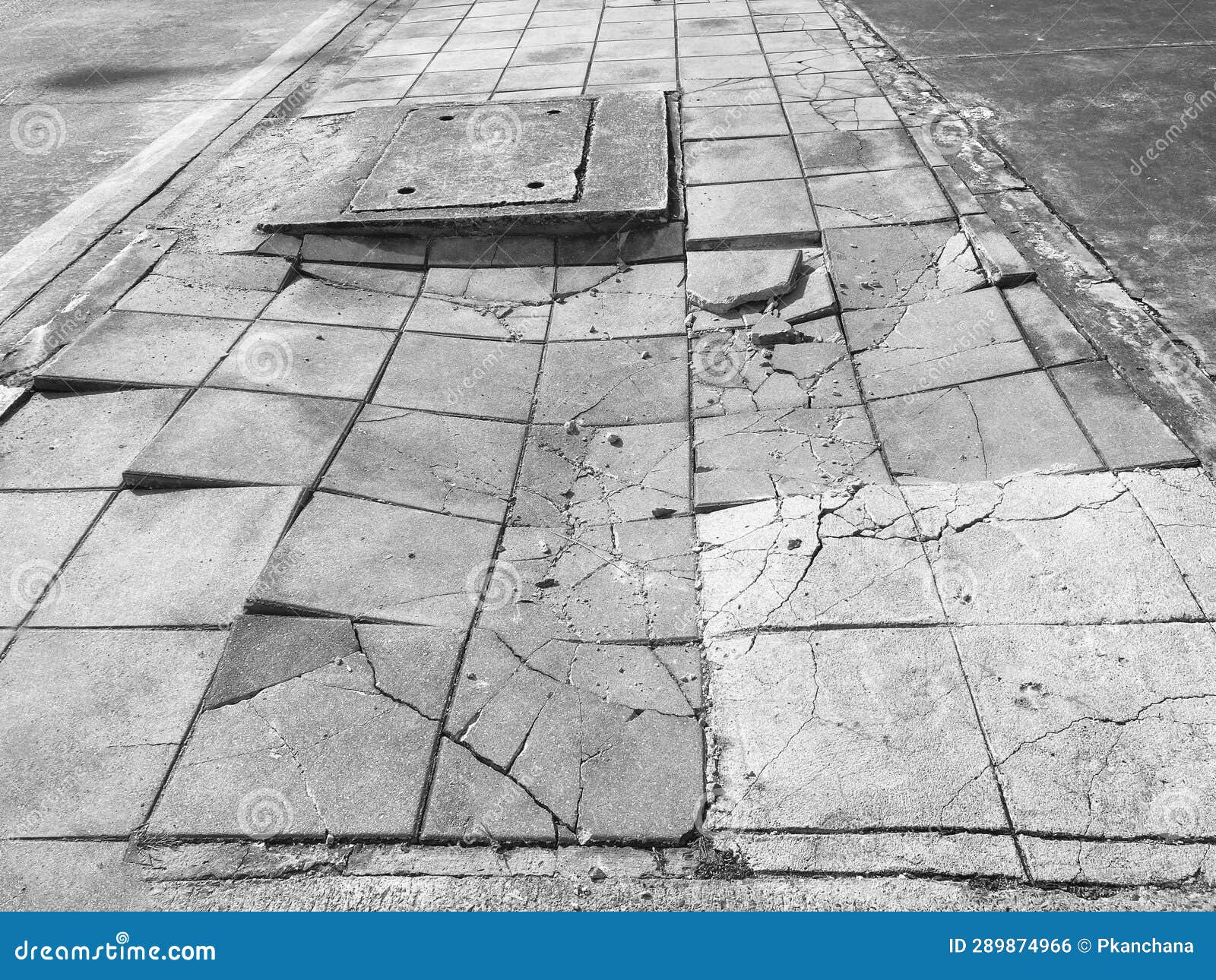 Broken Slabs Footpath in the City Stock Photo - Image of floor, paving ...