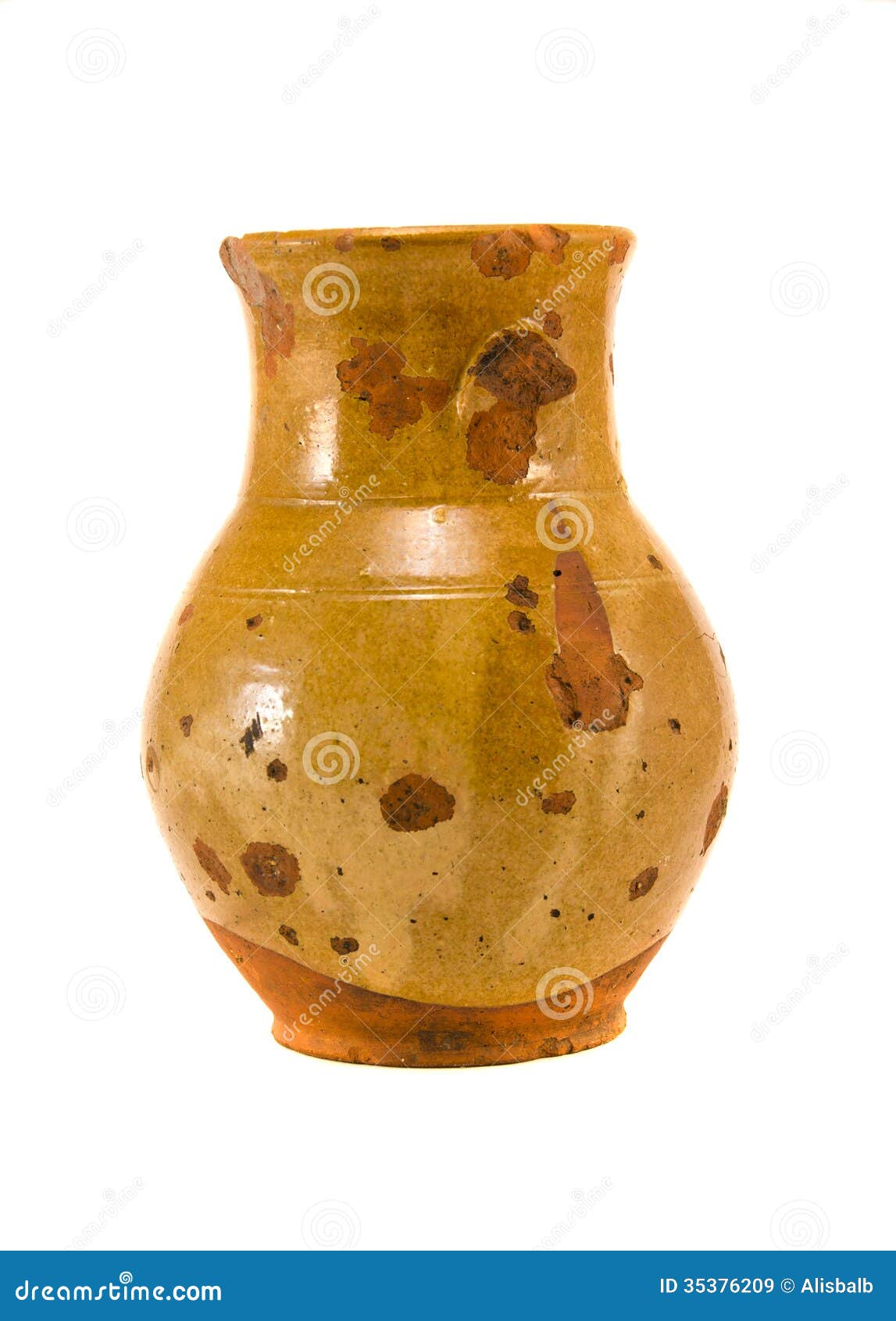 Old Cracked Pitcher on Isolated White Stock Image - Image of culture ...