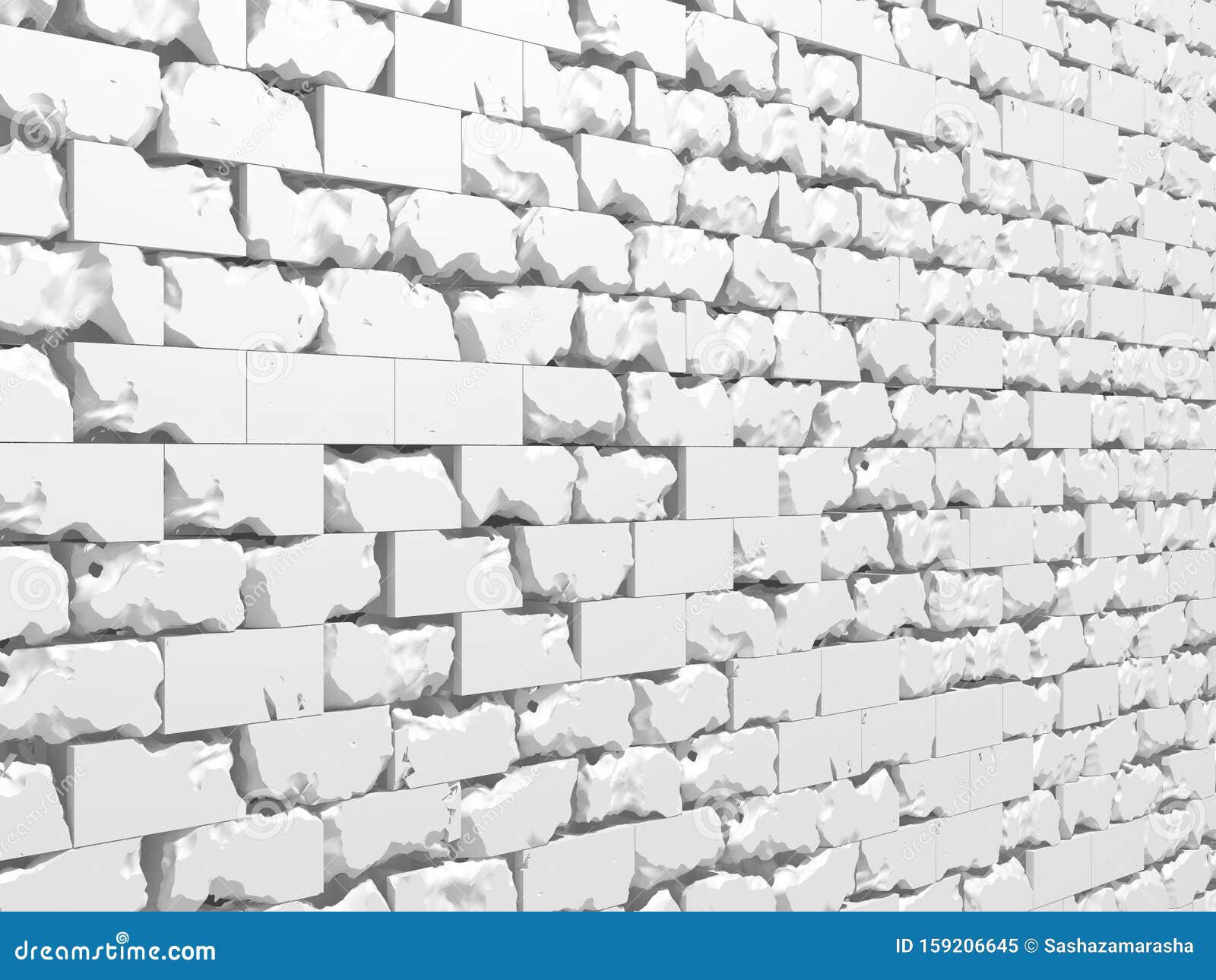 Old Cracked Rusty White Brick Wall Stock Illustration - Illustration of ...