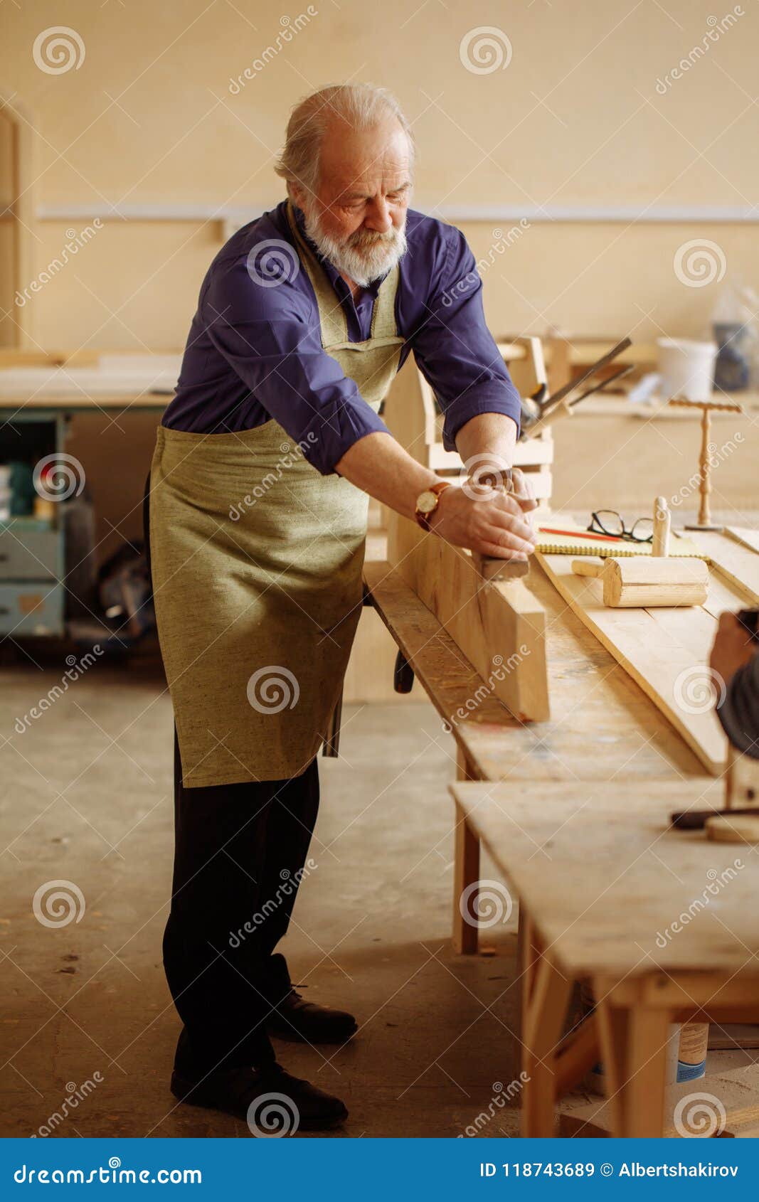 Old Craftsperson is Working with Building Materials Stock Image - Image ...