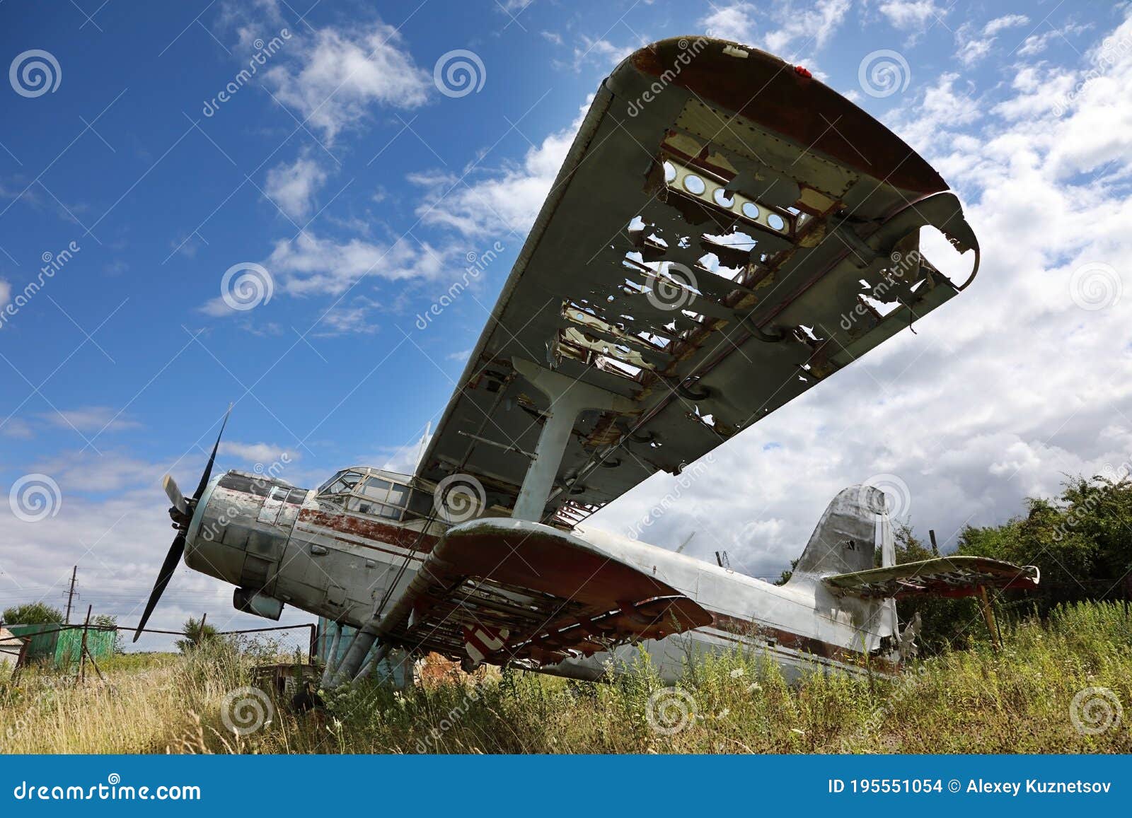 Old Crashed And Abandoned Small Propeller Plane At The Airplane ...