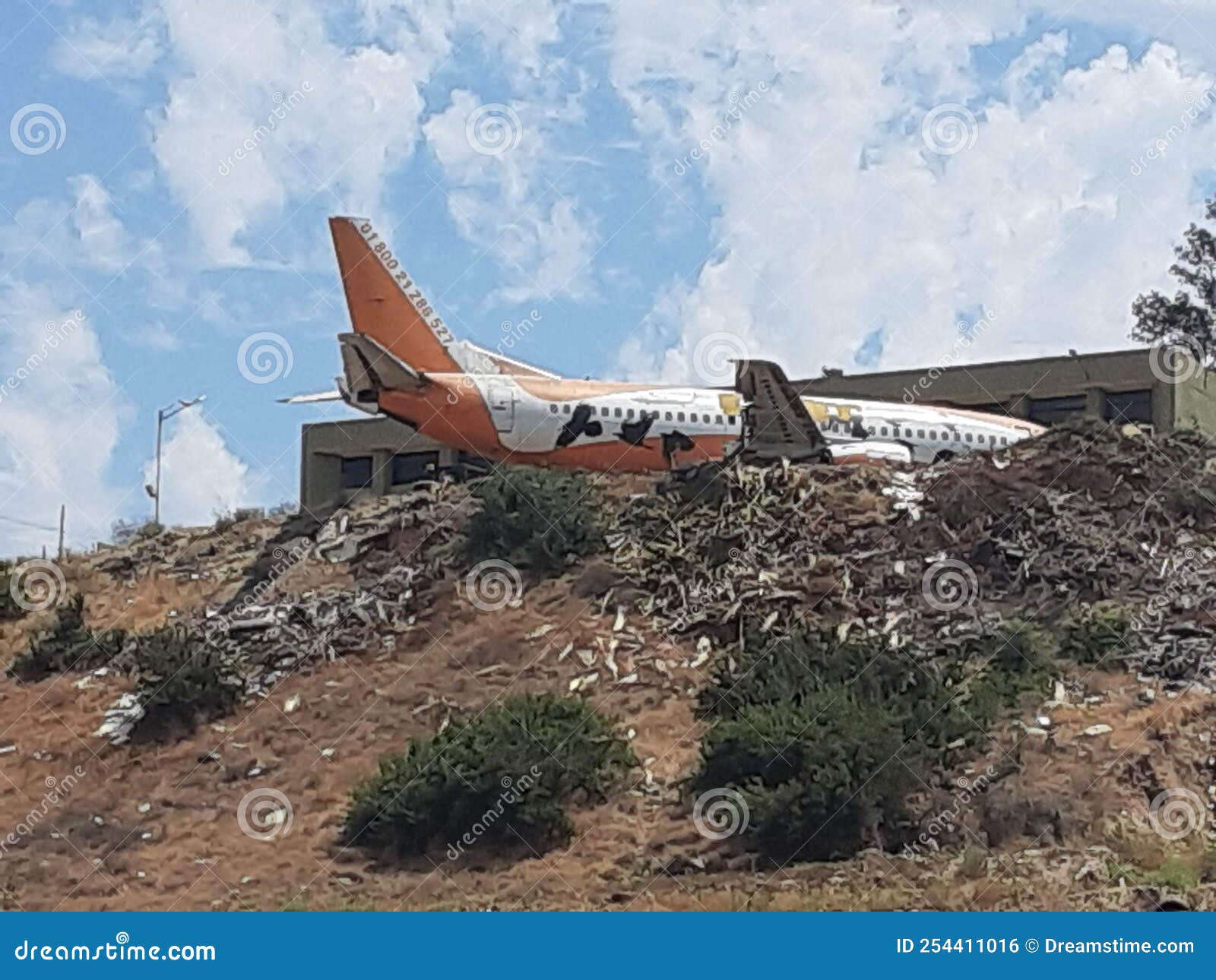 Old Crashed Airplane stock photo. Image of vehicle, aviation - 254411016