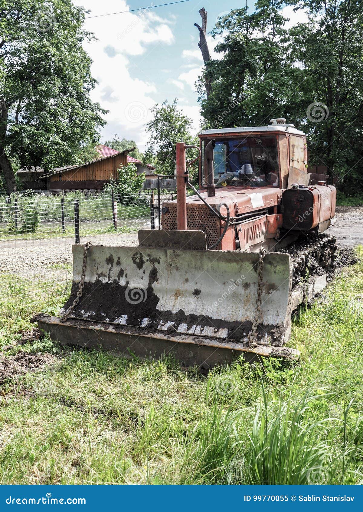Old Crawler Tractor Dozer on the Field. Stock Image - Image of ...