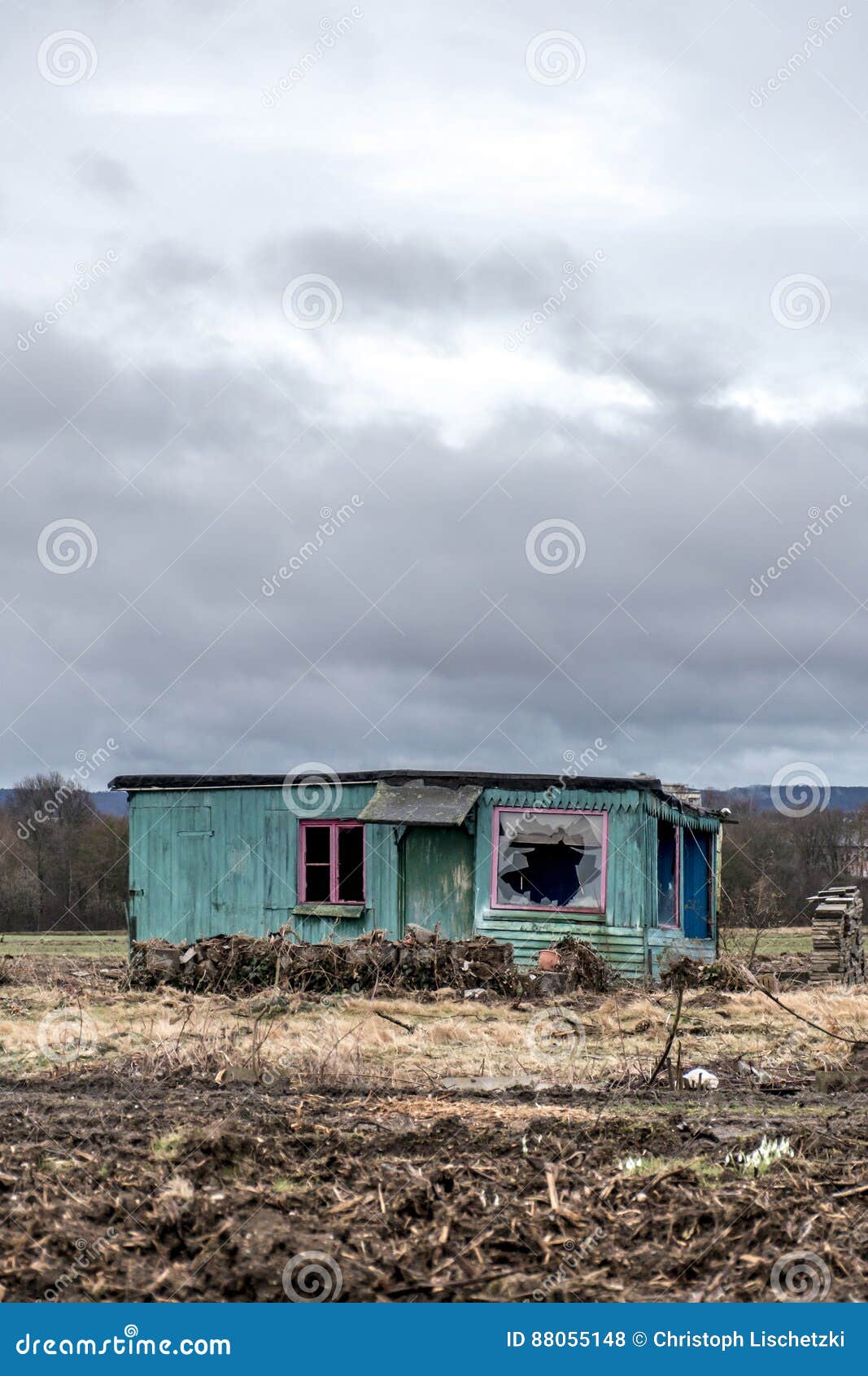 Old Creepy Dark Abandoned Destructive Dirty House Broken Windows Stock ...