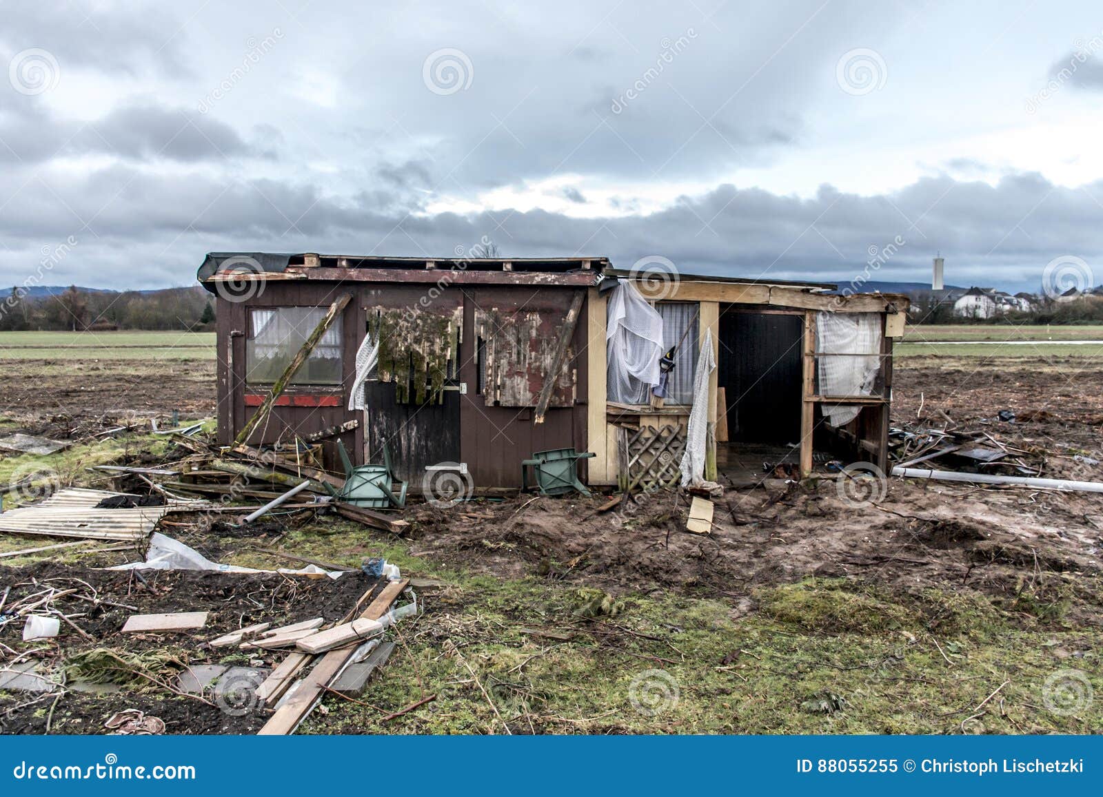 Dirty House Exterior Clogged Gutter And Downspout Royalty-Free Stock ...