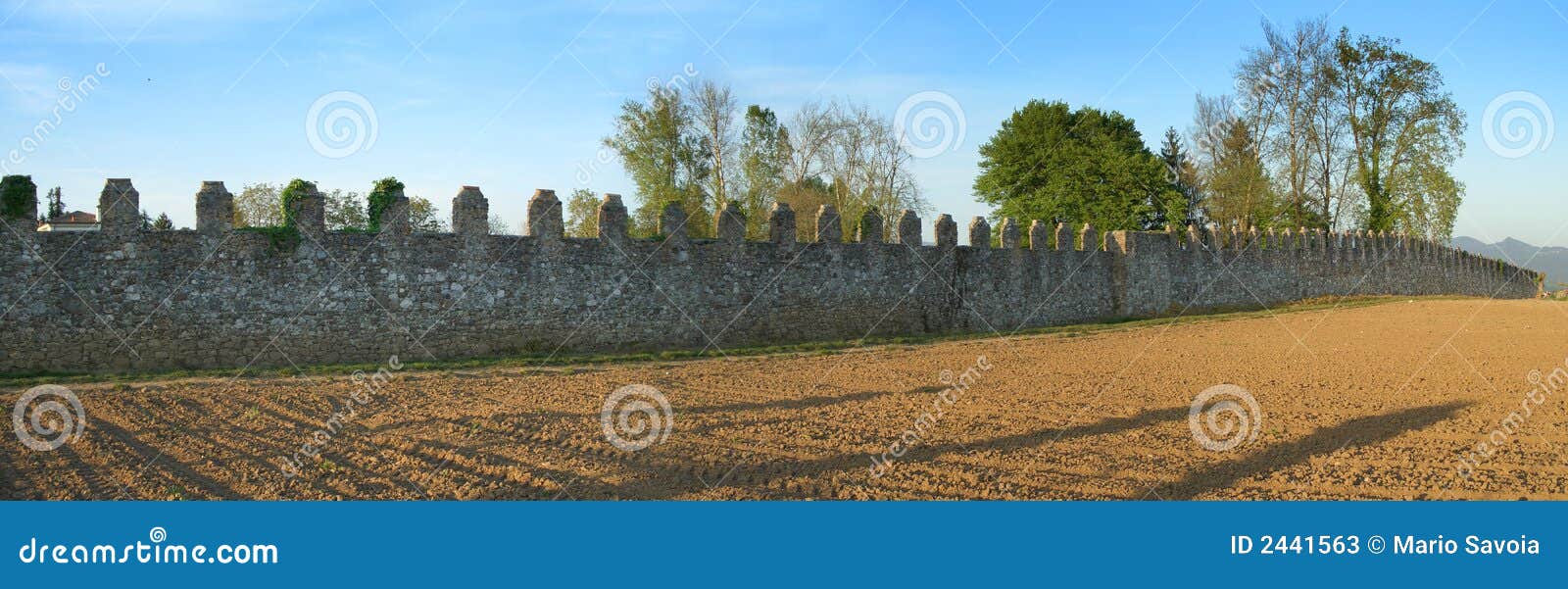 Old crenellated wall pano stock image. Image of friulian - 2441563