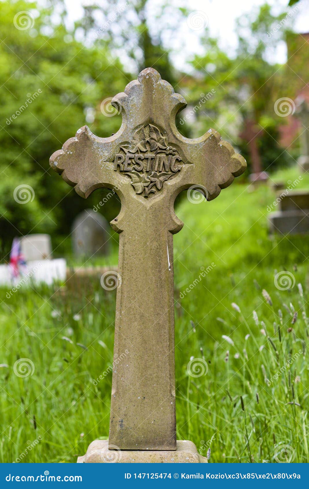 An Old Cross at a Cemetery in England. Stock Photo - Image of light ...